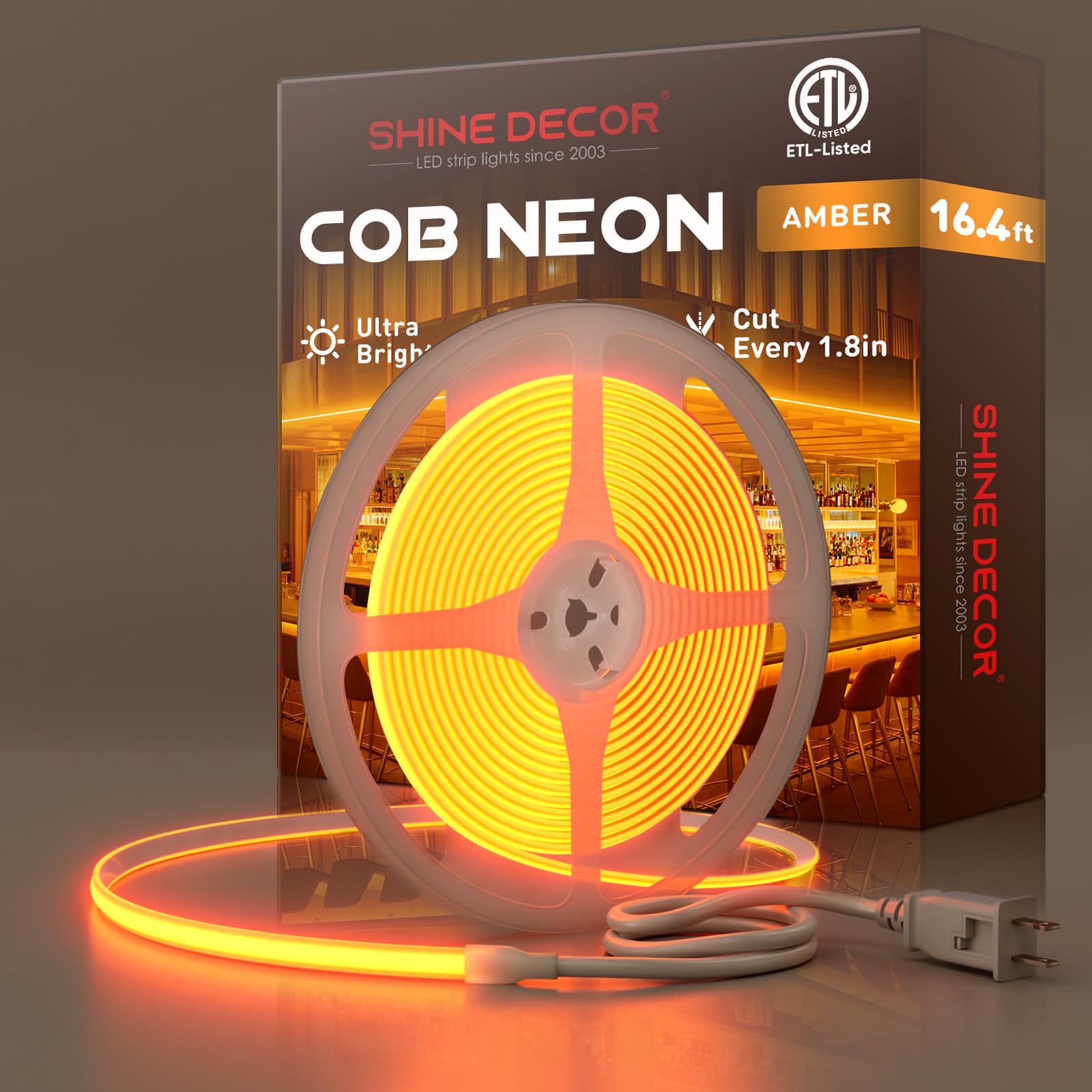 Amazon.com: Shine Decor COB LED Rope Light AC 120V, 800lm Ultra Bright ...