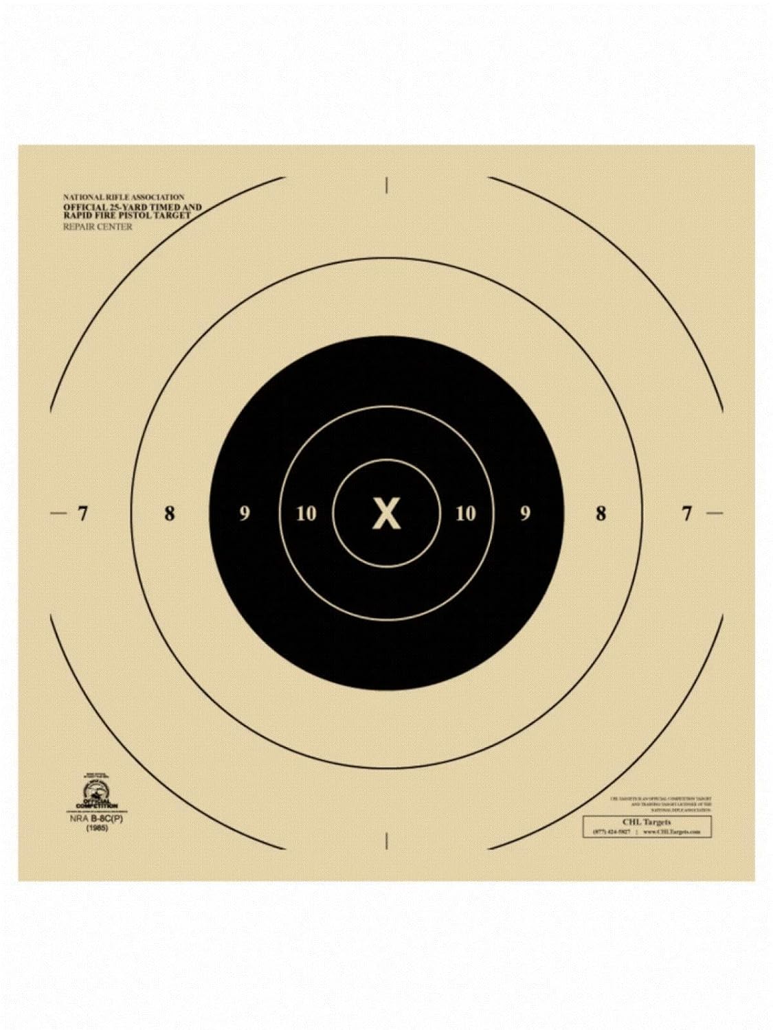 Official NRA Target B8C- 25 Yard Slow Fire Center- 10.5" x 10.5" (Black ...