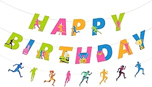Amazon.com: Sursurprise Running Happy Birthday Banner, Marathon Runner ...