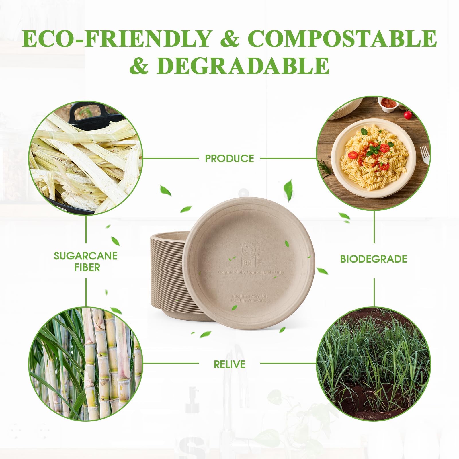 Snapklik.com : ECOLipak 125 Pack Paper Plates 10 Inch 100% Compostable ...
