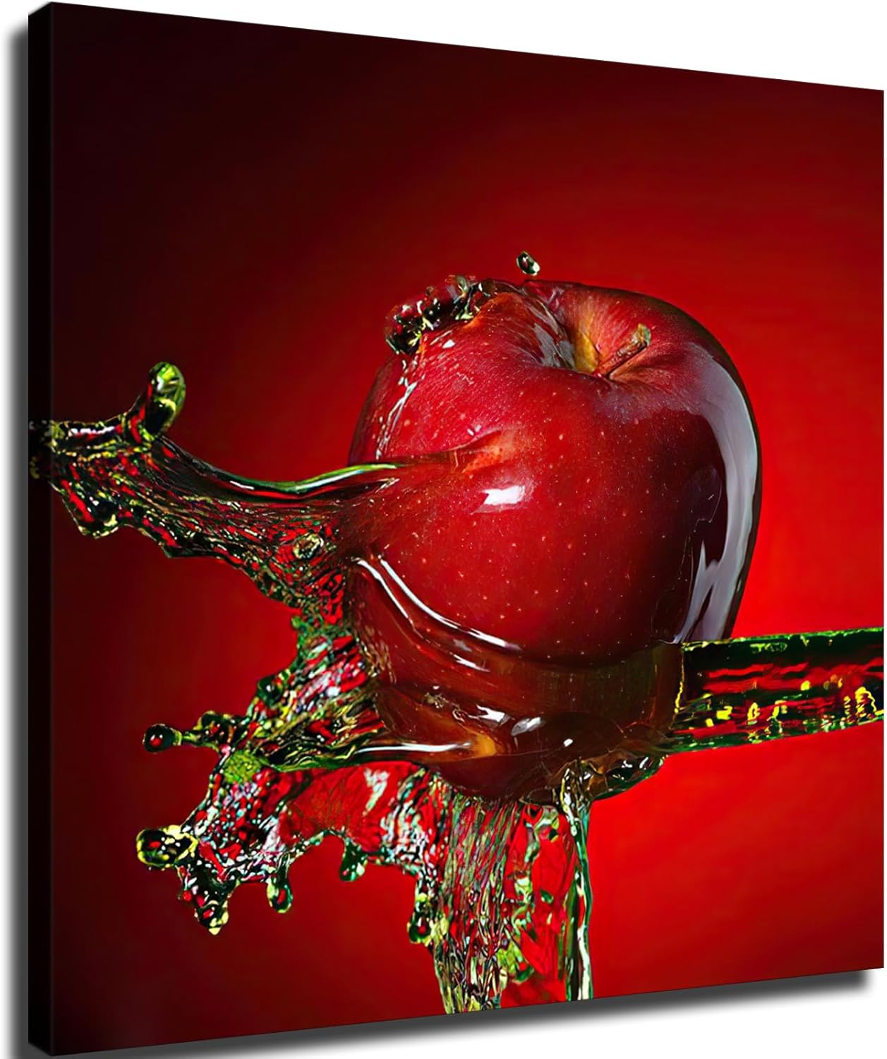 Amazon.com: UYAHYQ Canvas Art for Kitchen Wall Decor, Red Apple Fruit ...