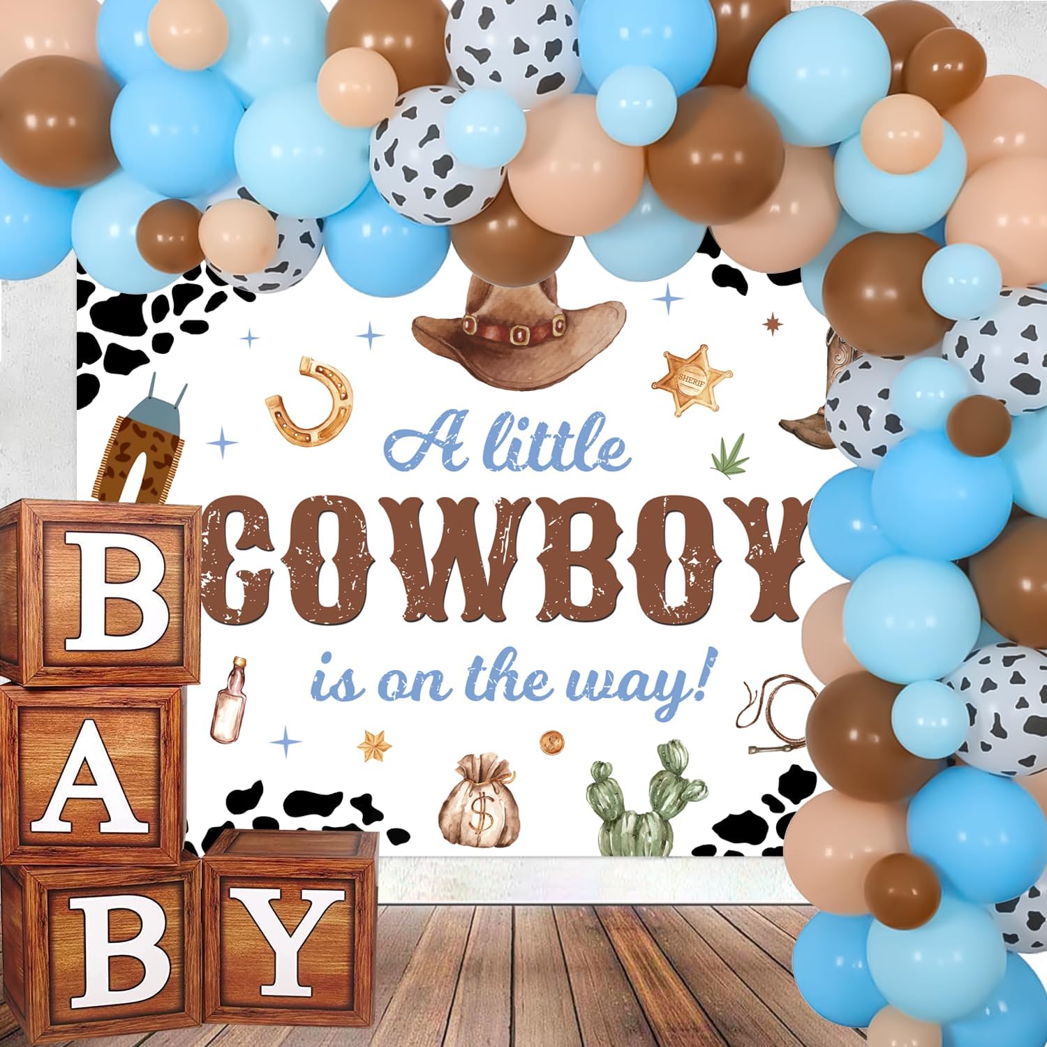 Western Theme Baby Shower It's A Cowboy Card Stock Banner | Cowboy
