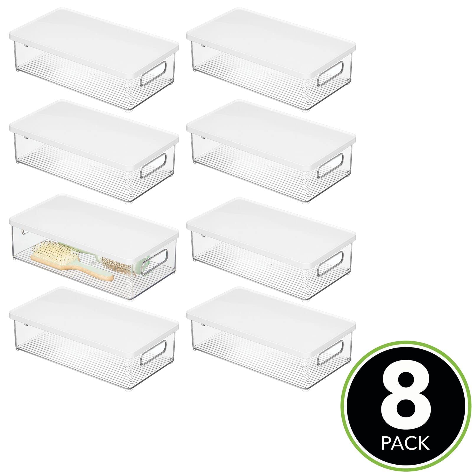 mDesign Small Plastic Stackable Bathroom Cabinet Storage Bin Box with ...