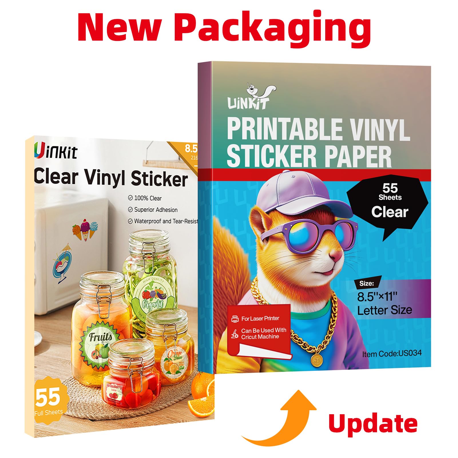 Snapklik.com : Uinkit 55 Sheets Printable Clear Sticker Waterproof ...