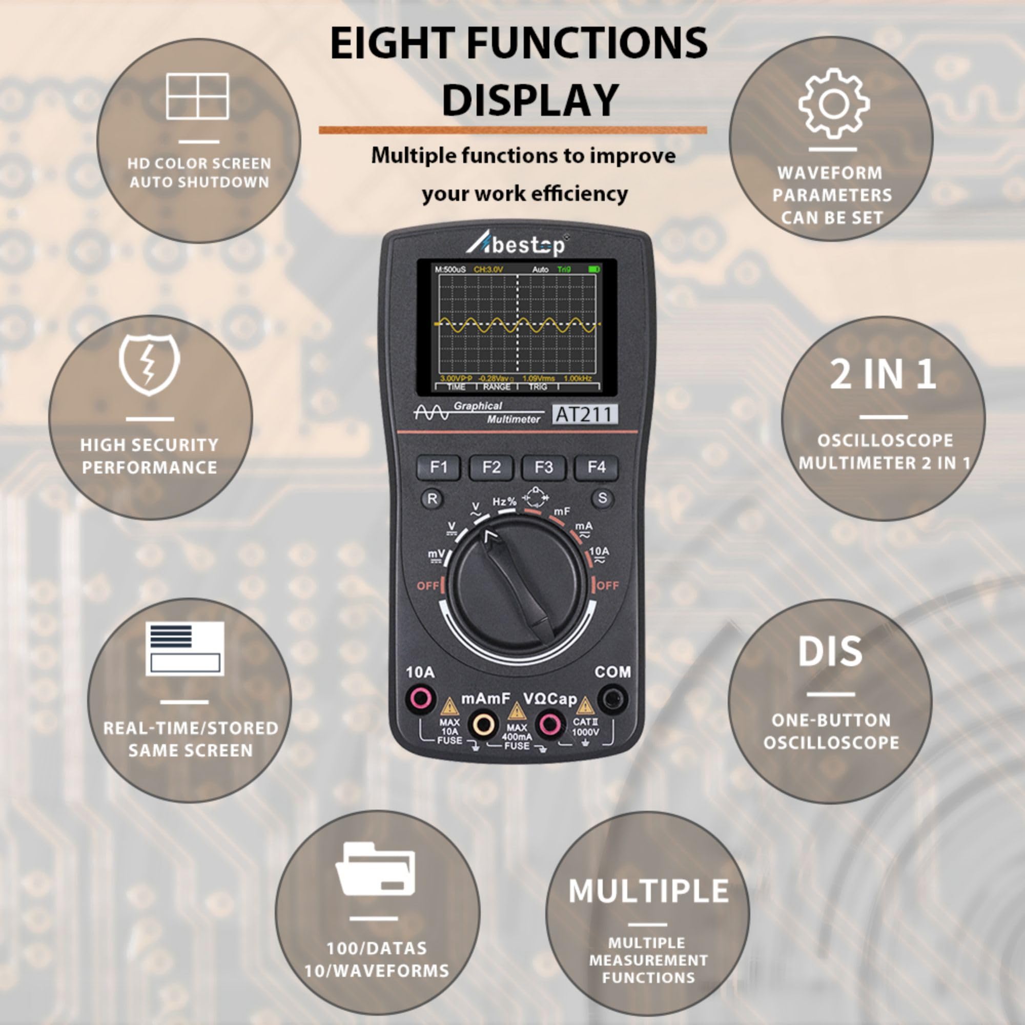 Snapklik.com : AT211 Oscilloscope Multimeter 2 In1 Oscilloscope 1MHz ...