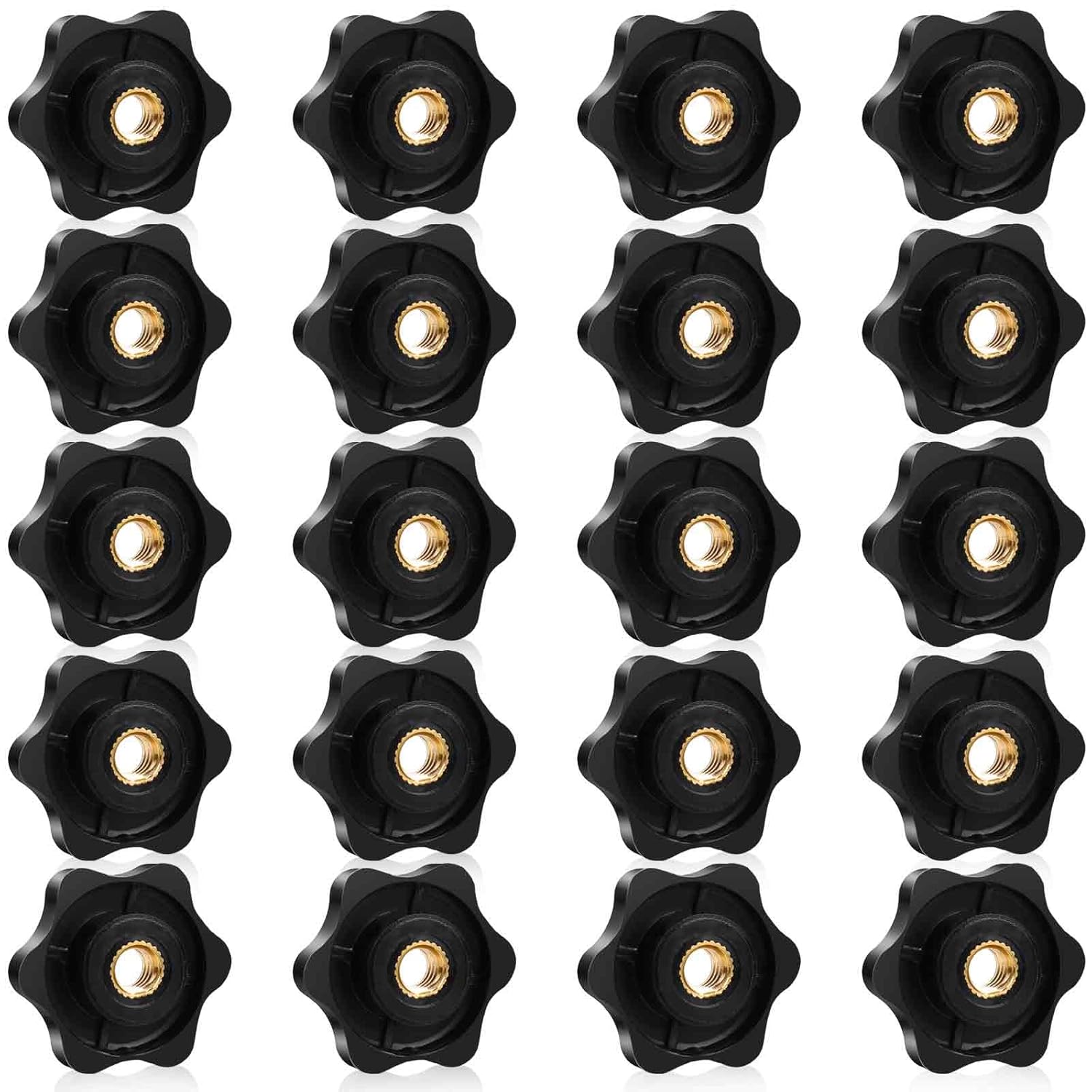 Piriuuo 20 Pcs 1/4-20 Knob 6 Star Knobs T Track Bolts Knobs 1/4 Inch 20 ...