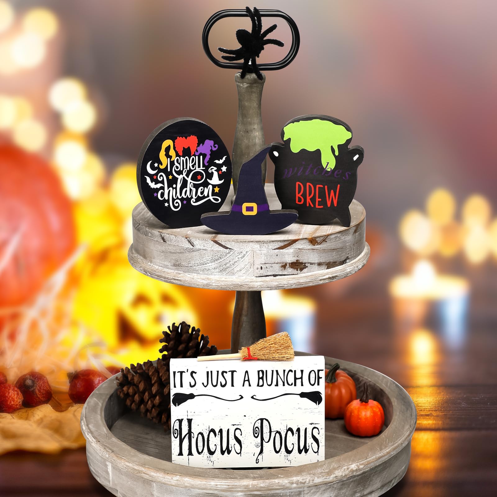 Tiered Tray Decor 5Pcs Halloween Decorations Indoor, Fall Decor Hocus ...