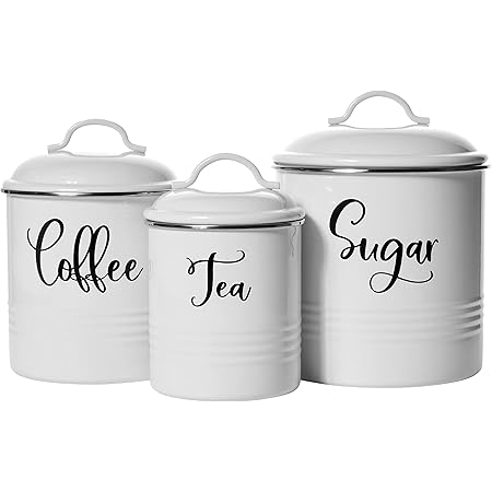 Amazon.com - Barnyard Designs White Canister Sets for Kitchen Counter ...
