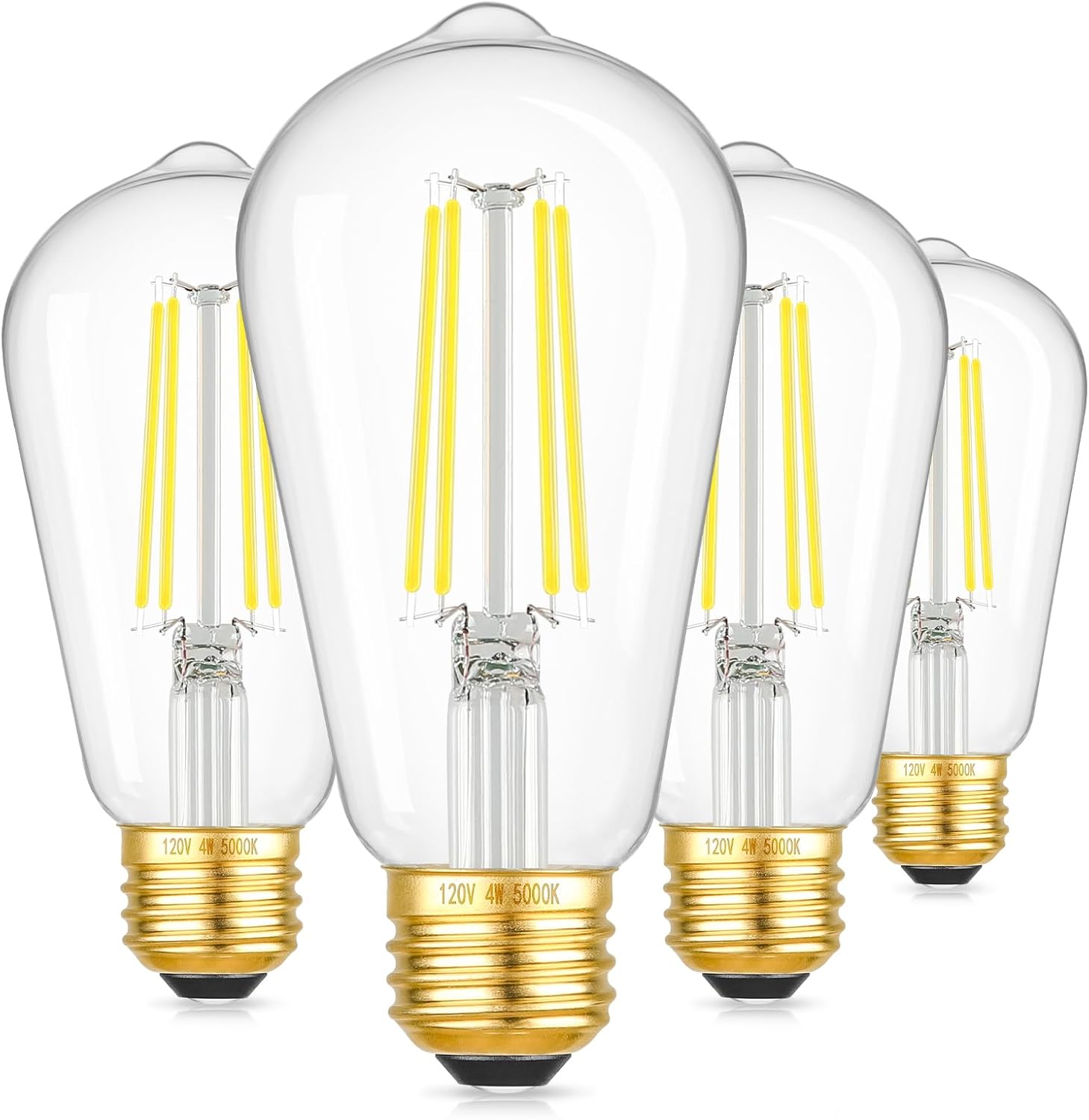 Dimmable ST58 Antique Clear Vintage Edison LED Light Bulbs, 5000K ...