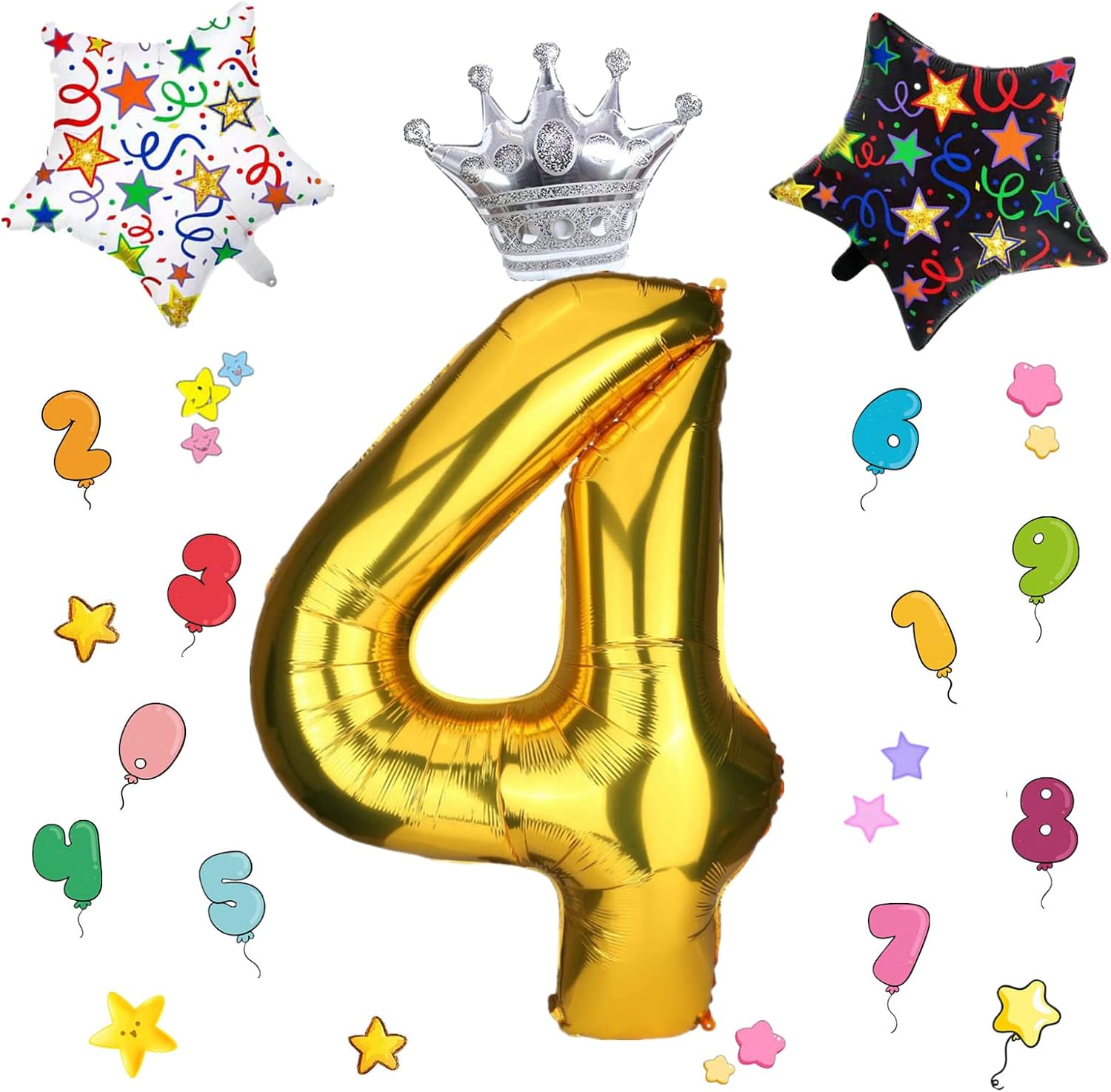 MQYMO 40 Inch Big Number Balloons Gold Number 4 Birthday Decoration ...