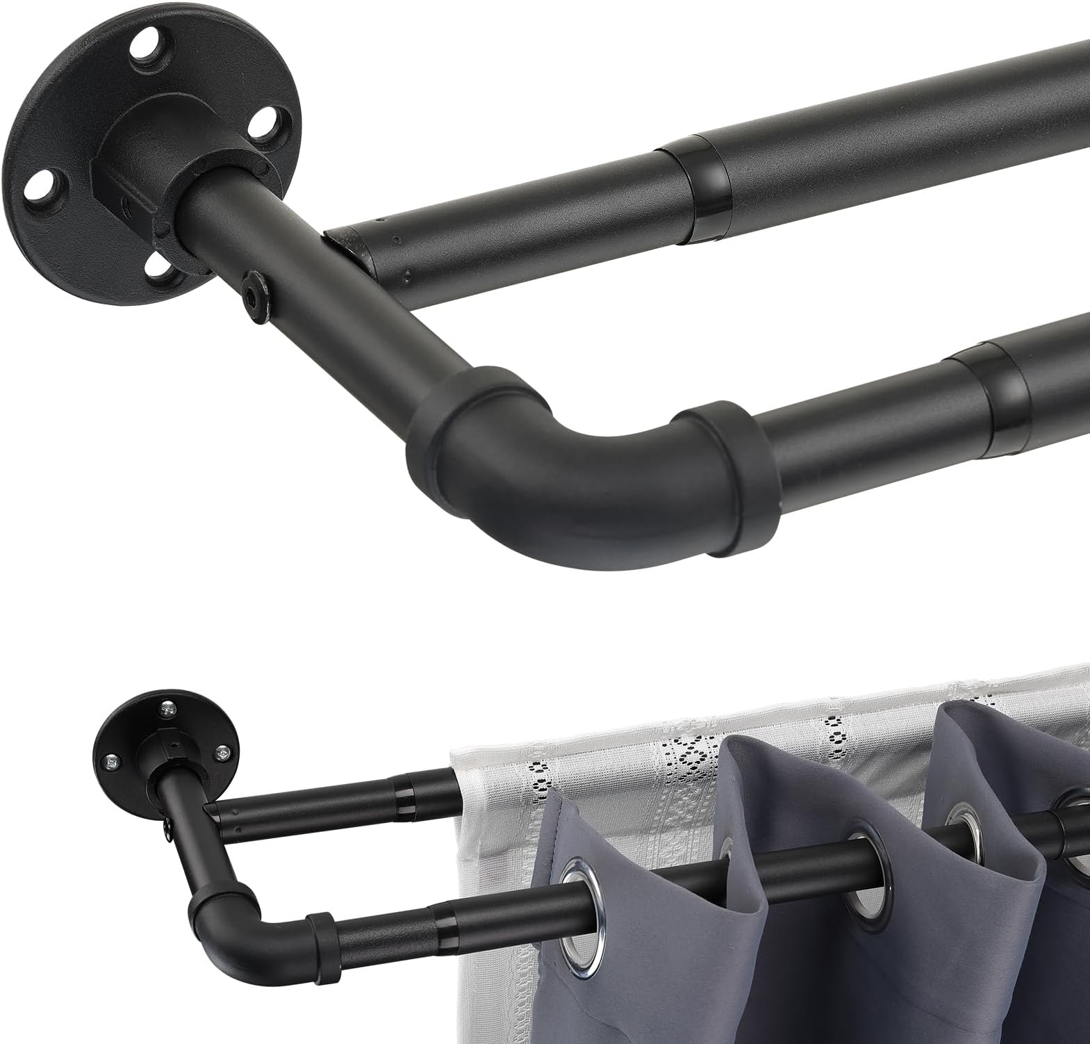 Amazon.com: Double Curtain Rods for Windows 48 to 84, 1 inch Blackout ...