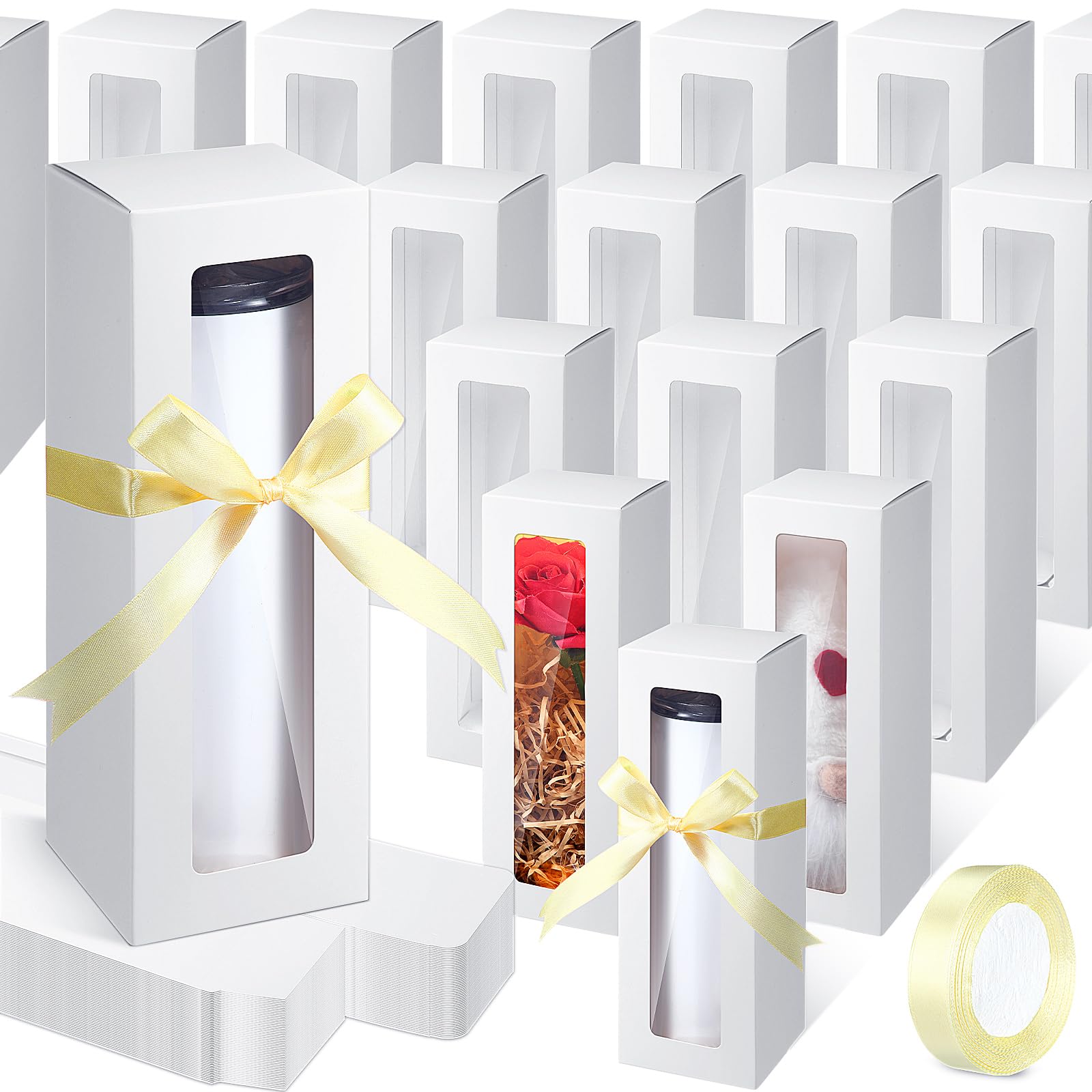 Amazon.com: Sayglossy 100 Pcs Christmas Tumbler Gift Box with Ribbon ...