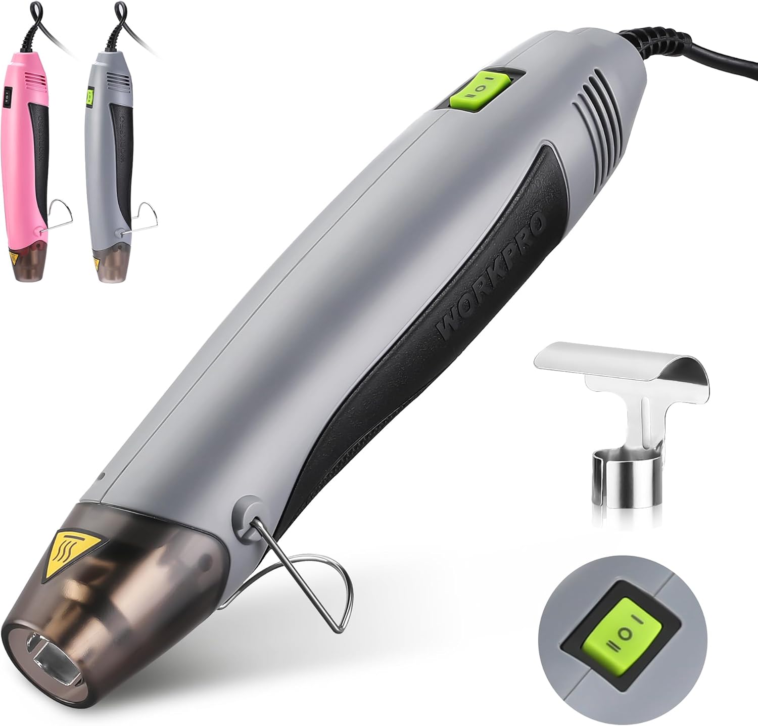 WORKPRO Mini Heat Gun, 400W Hot Air Gun with Reflector Nozzle, 2 Temp ...