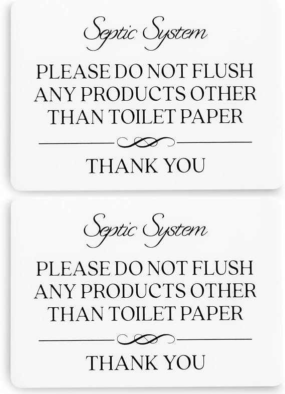 Amazon.com: Septic System Do Not Flush Toilet Sign 2 pack (White ...