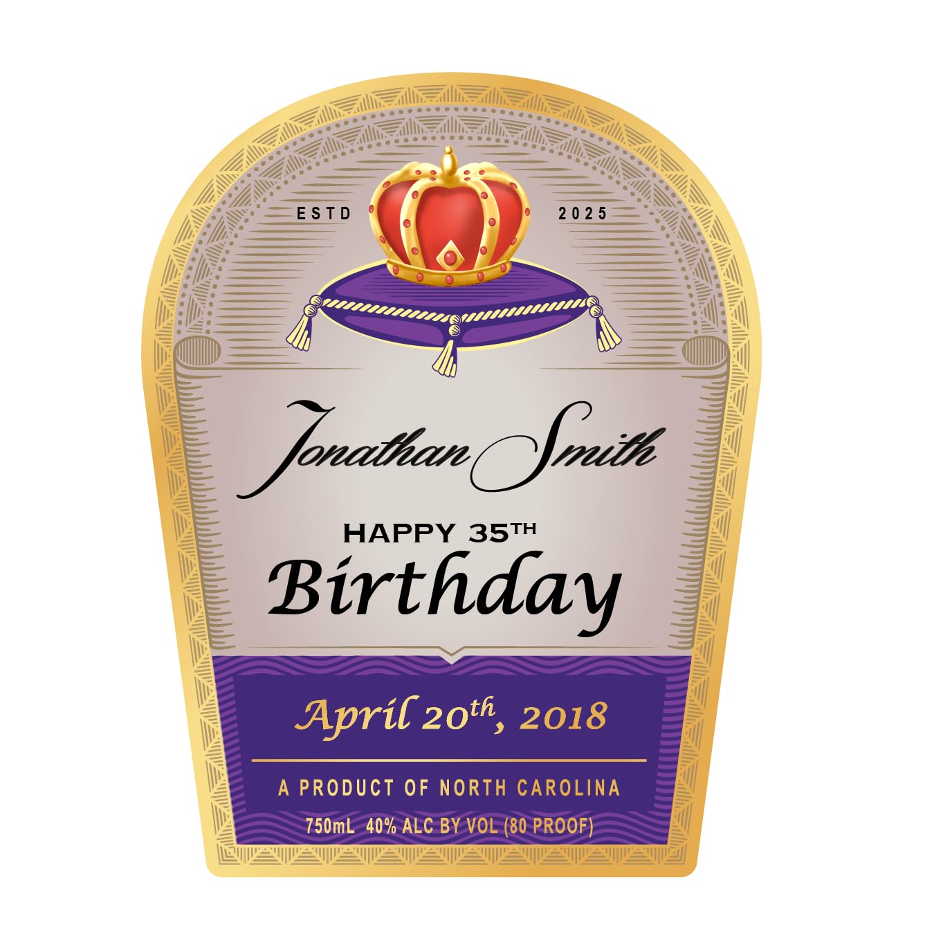 Amazon.com: Personalized Happy Birthday Label to fit Crown Royal ...