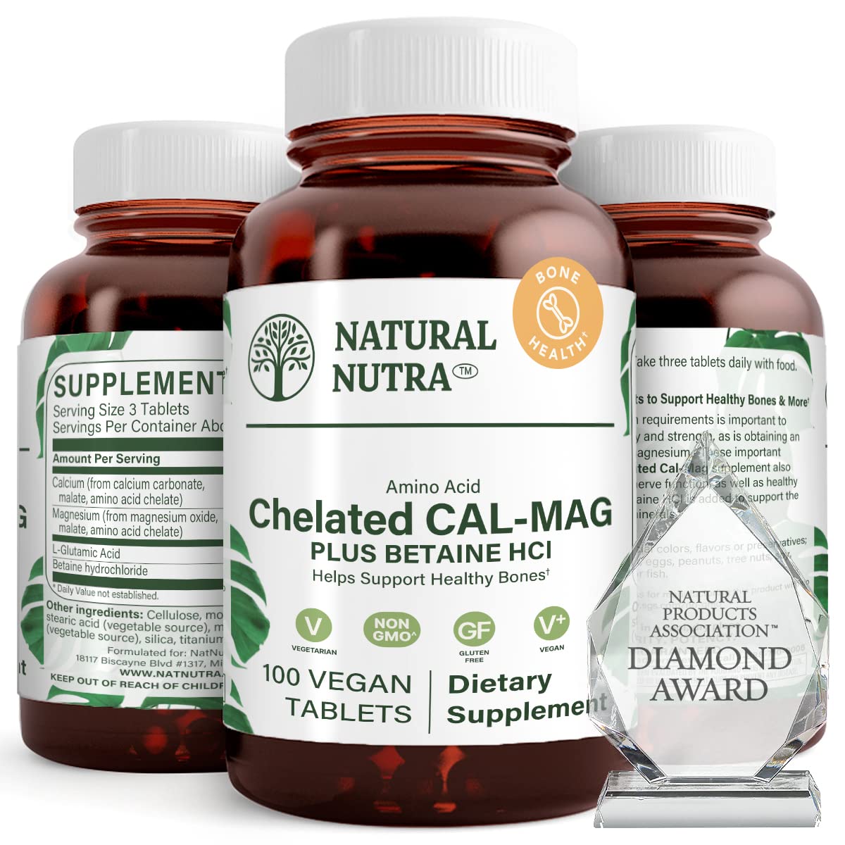 Buy Natural Nutra Chelated Cal Mag 1000/500 mg Supplement Plus Betaine ...