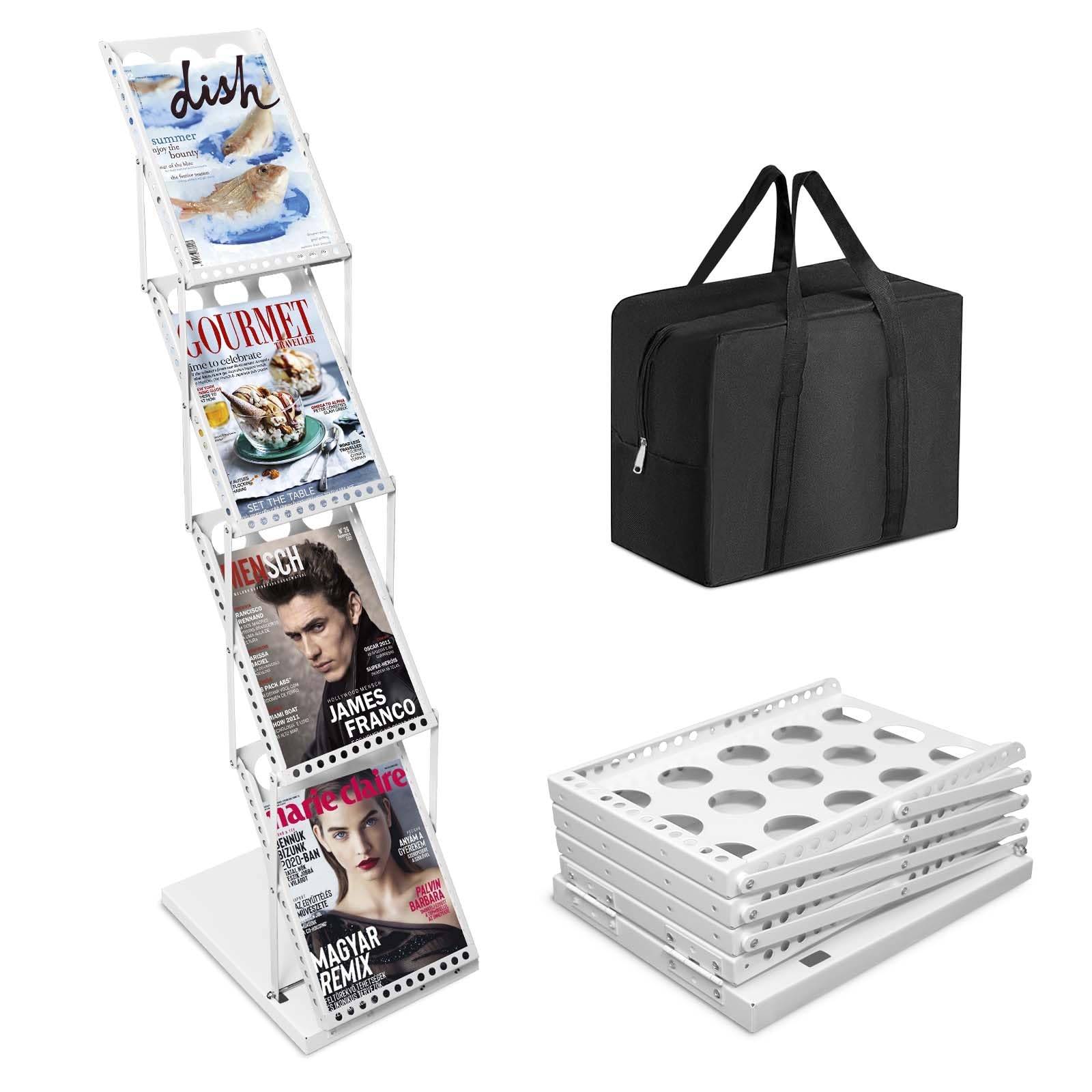LIWSHWZ Magazine Rack Floor Standing,Foldable 4 Pockets Brochure Holder ...