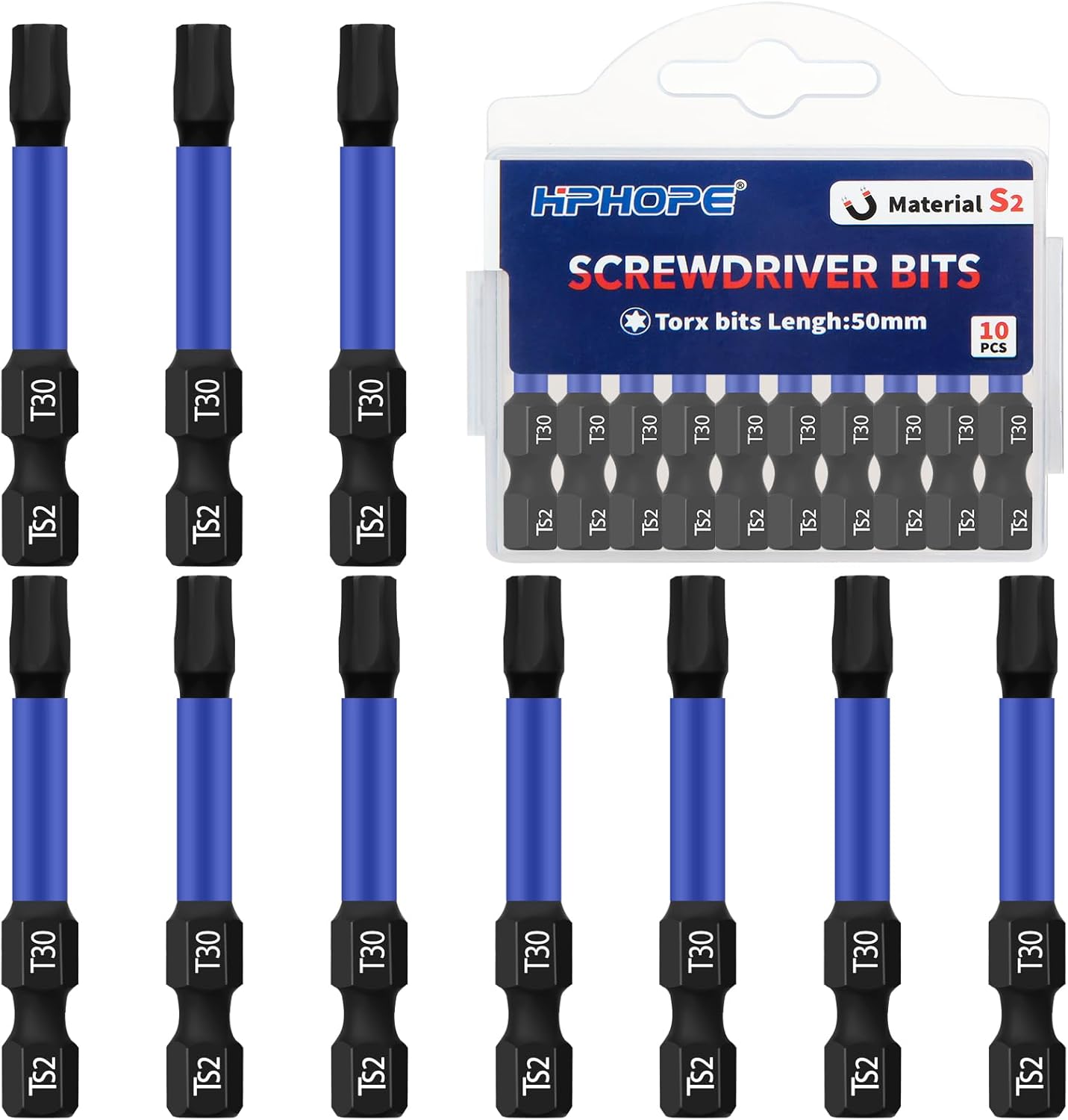 Amazon.com: HPHOPE T30 Screwdriver Bit Set 10Pcs, Torx Bits T30, 1/4 ...
