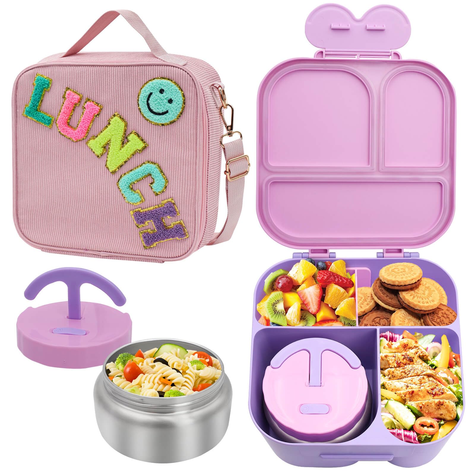 Amazon.com: Girls Lunch Box with Bento, Bento Box with 4 Compartment ...