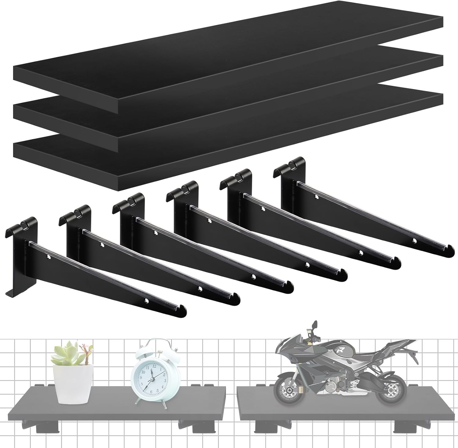 Amazon.com: Alffun 3 Pcs Gridwall Shelf with Metal Brackets, 16"x 6 ...