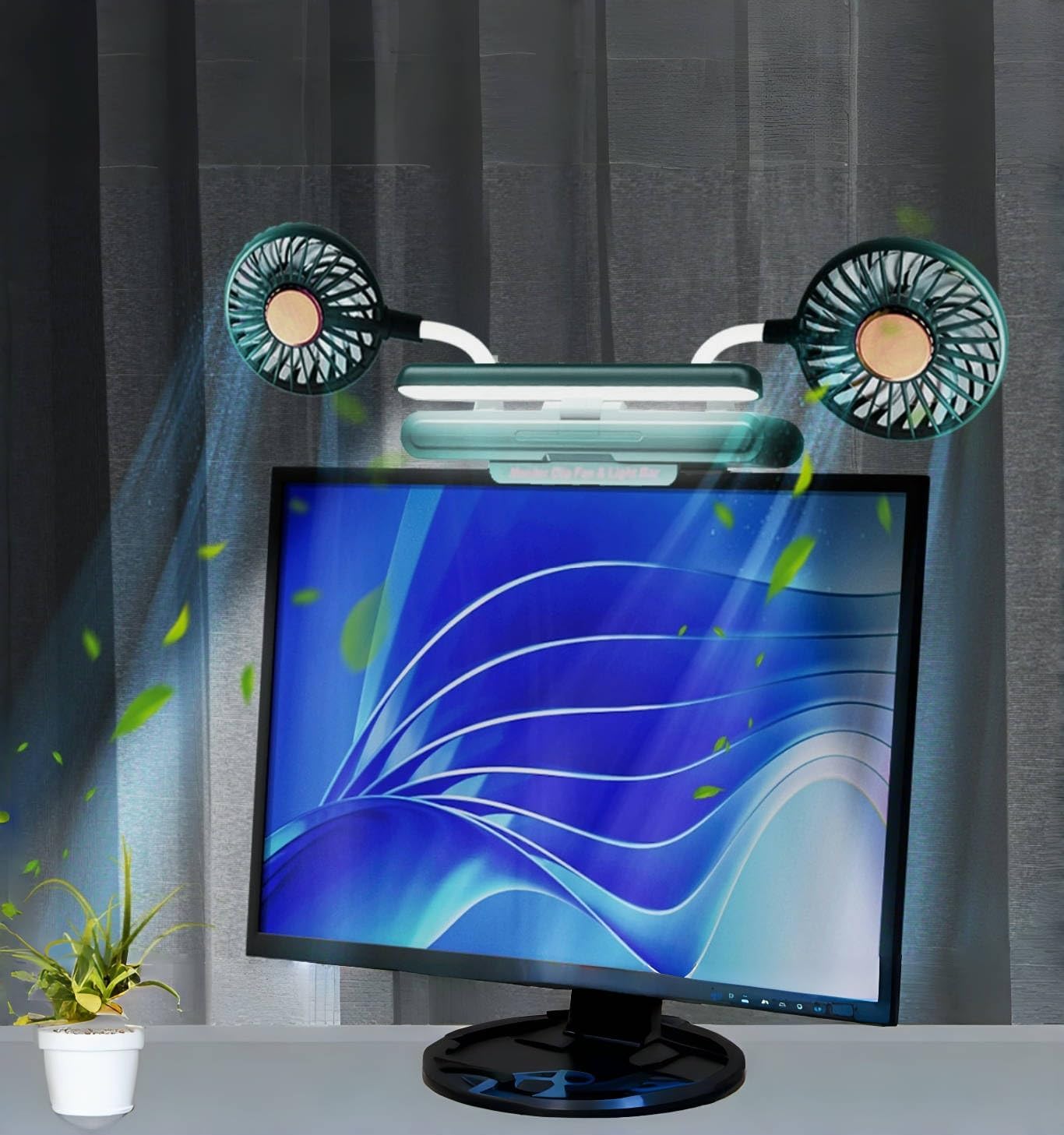 Amazon.com: Energy-saving small fan with amp Light Bar Two-Head ...