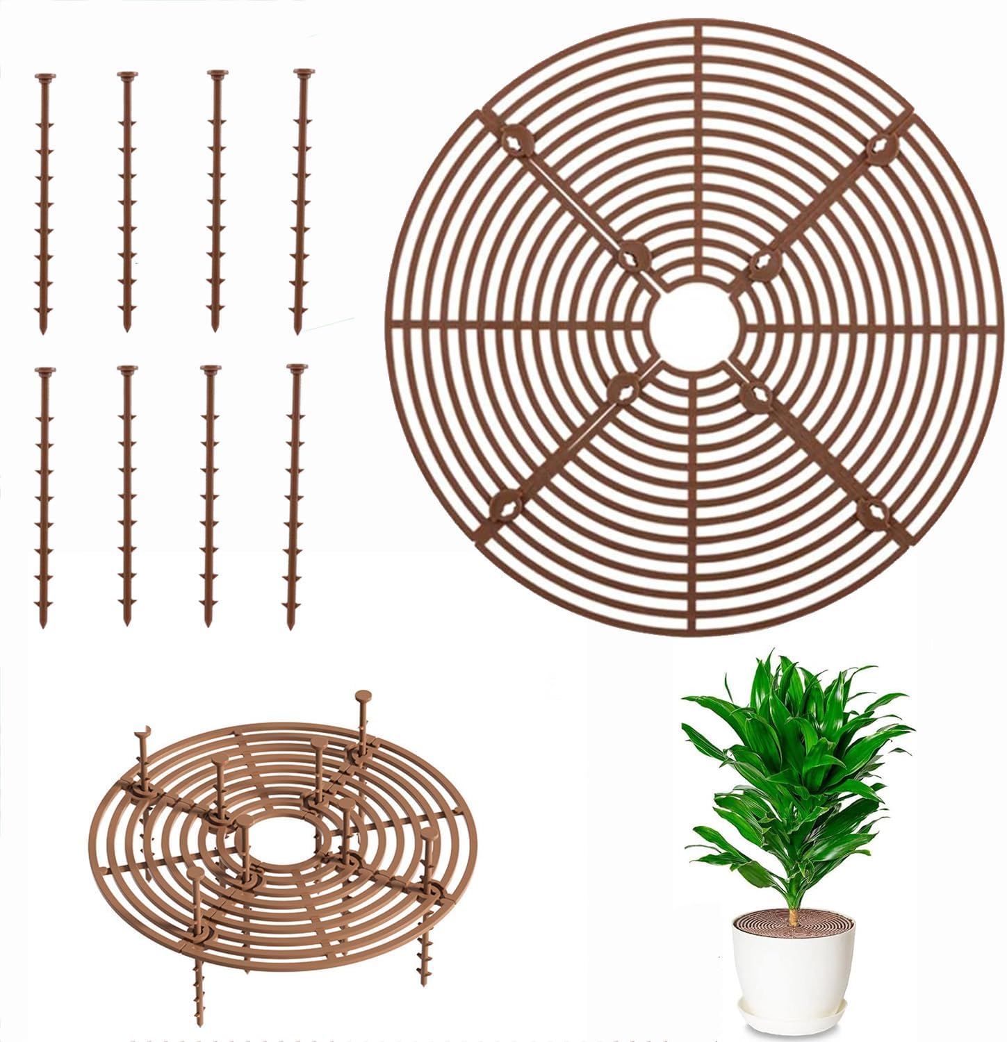 Amazon | LIKENNY 植木鉢カバー 植木鉢グリッド 丸型 直径30cm 中空 植木鉢土壌グリッドカバー 土壌プロテクター保護 自由に裁断可能 転倒防止 掘りストッパー 鉢カバー 猫 ...