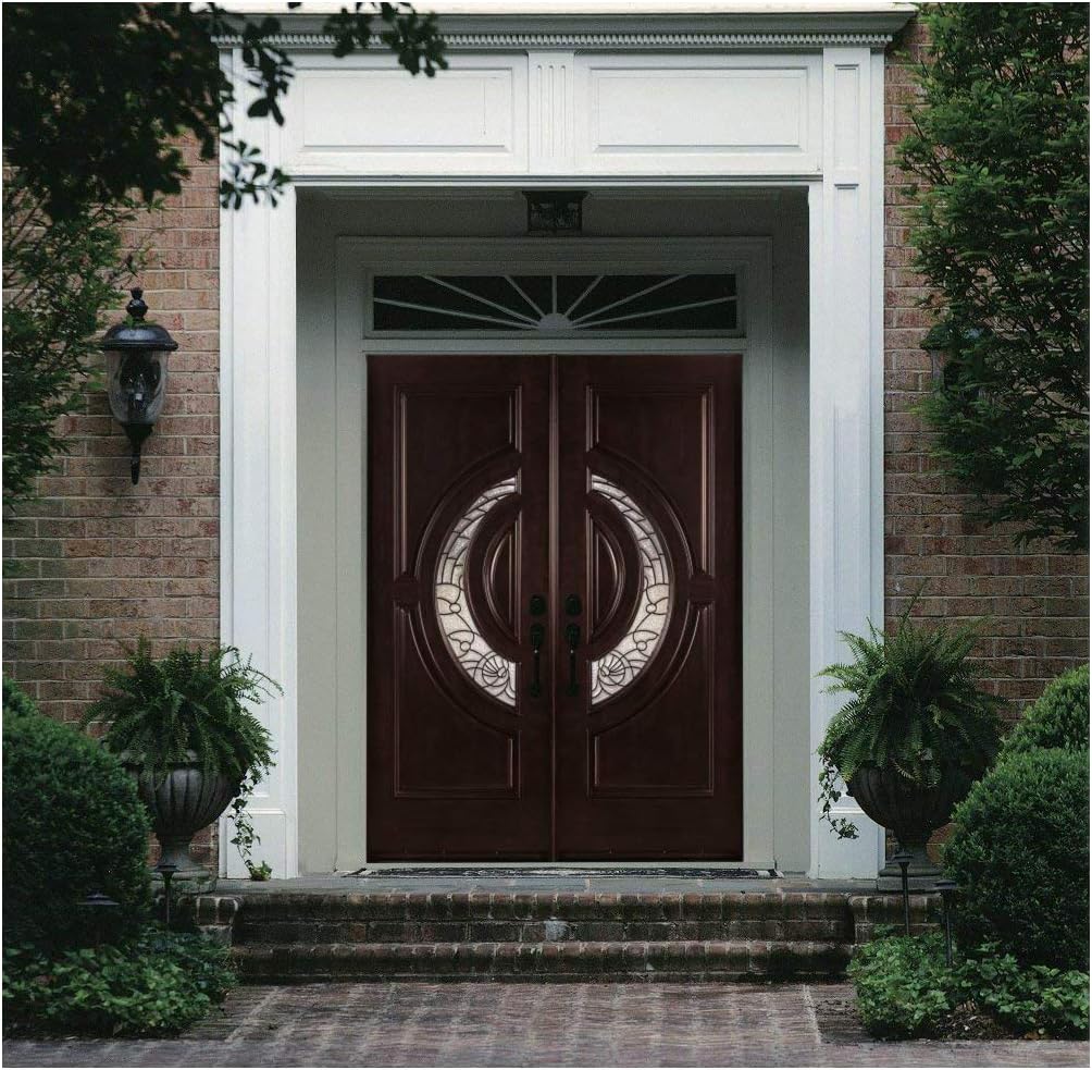 Mahogany Wood Double Doors with Dual Crescent Glass, Philippines | Ubuy