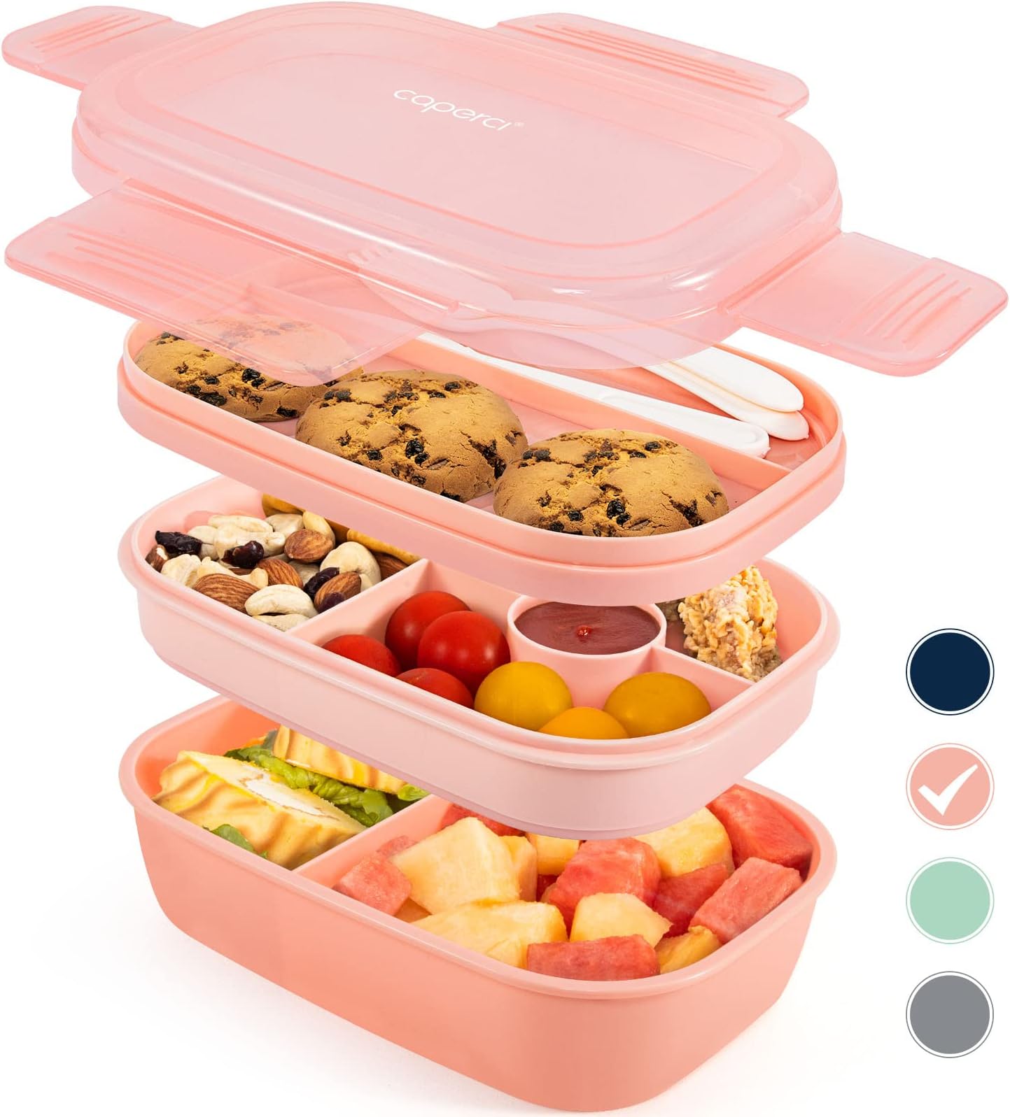 Amazon.com: Stackable Bento Box Adult Lunch Box - 3 Layers All-in-One ...