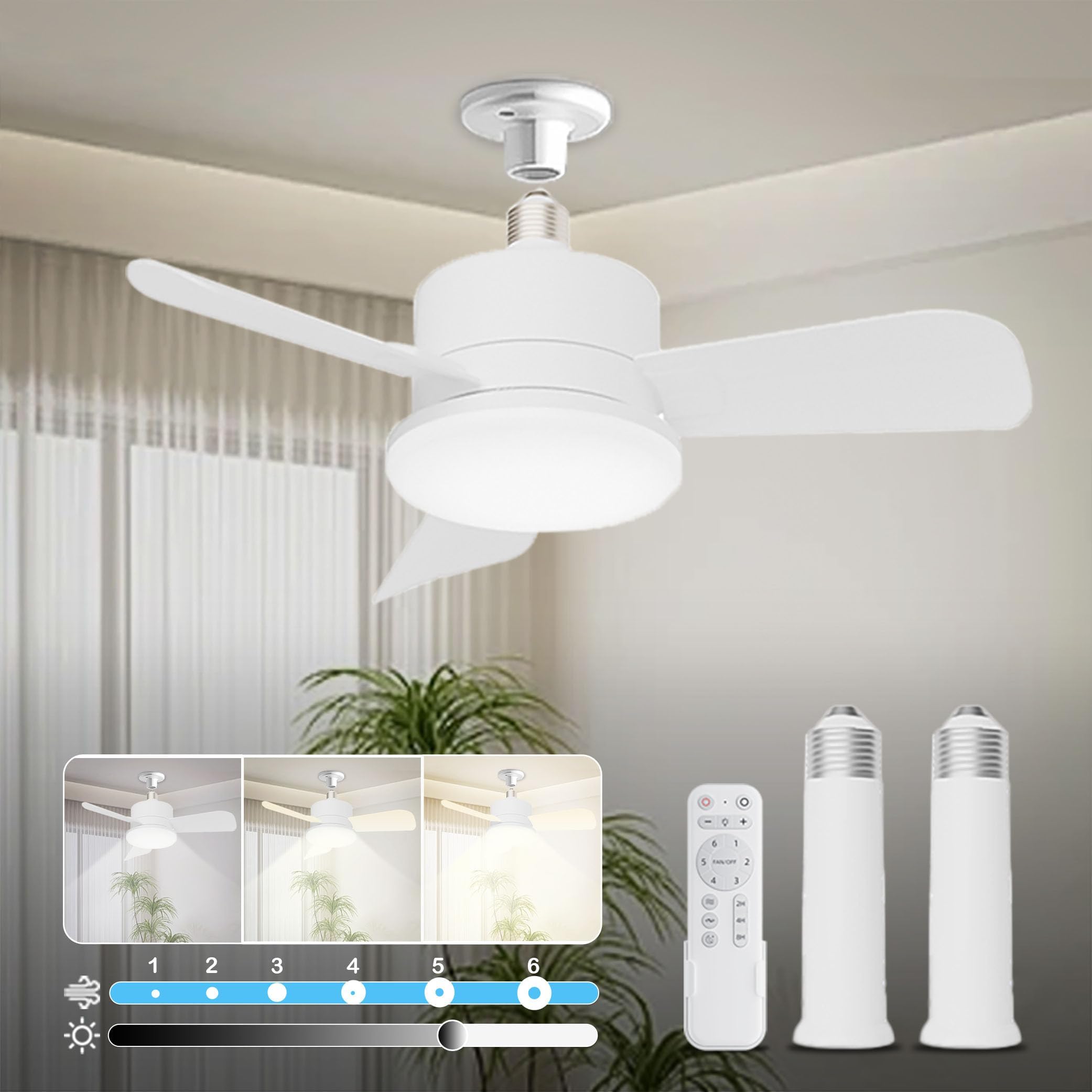 Bell+Howell Socket Fan Light 5-Speed Deluxe LED – Ceiling Fans with ...