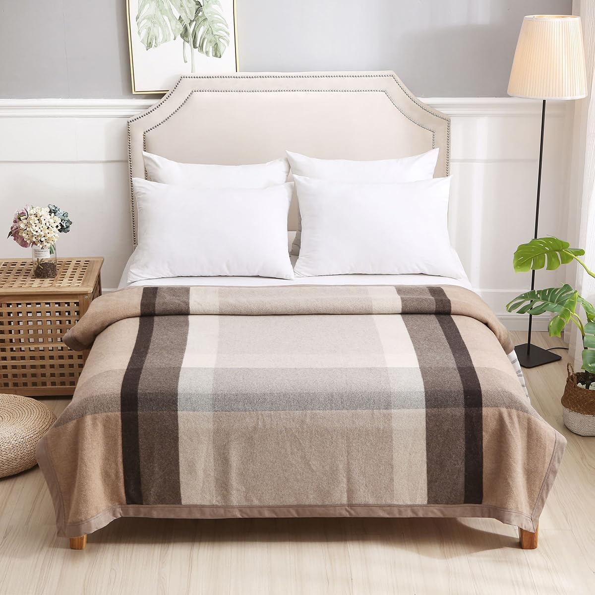 Thick Warm Wool Blanket,670GSM Heavyweight Blanket,100% Pure Australian ...