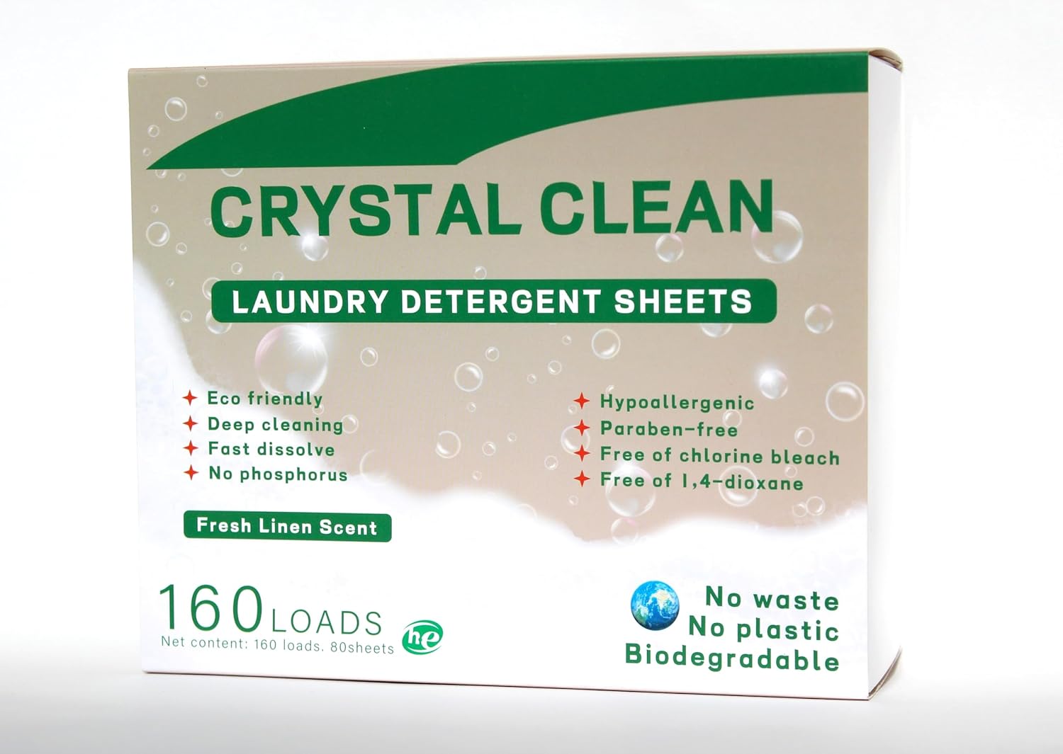 Amazon.com: CRYSTAL CLEAN Laundry Detergent Sheets. Up to 160/loads-80 ...