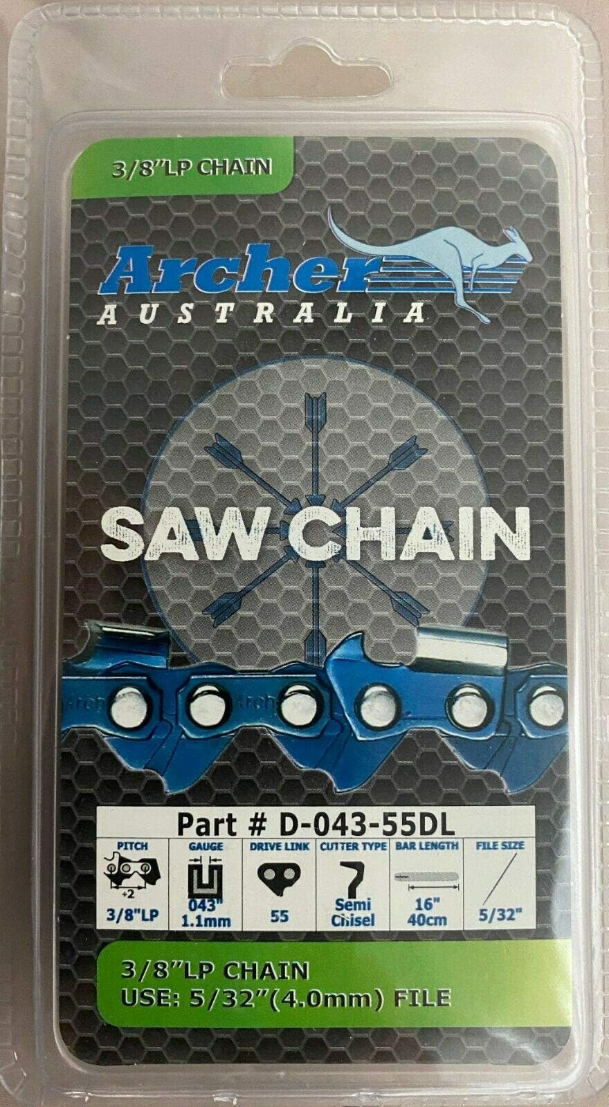 Amazon.com: 16" Archer Chainsaw Saw Chain Blade 3/8LP .043 55DL 3/8 ...