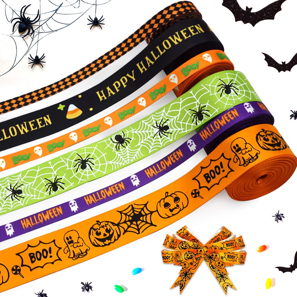 Amazon.com: Hying 6 PCS Halloween Pumpkin Ribbons for Gift Wrapping, 3/ ...