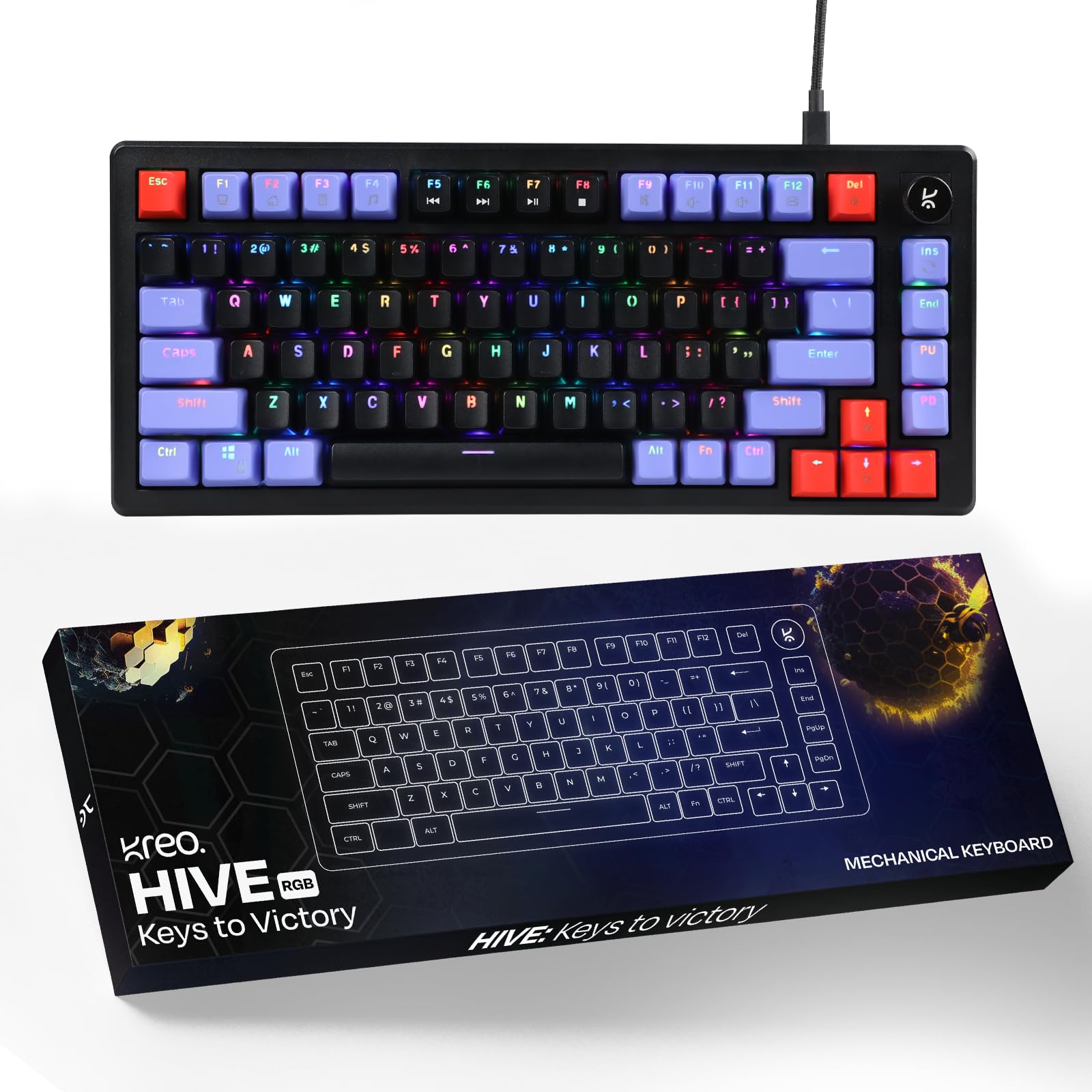 Buy KreoKreo Hive Anti-ghosting RGB Gaming Keyboard | 75% Tenkeyless ...