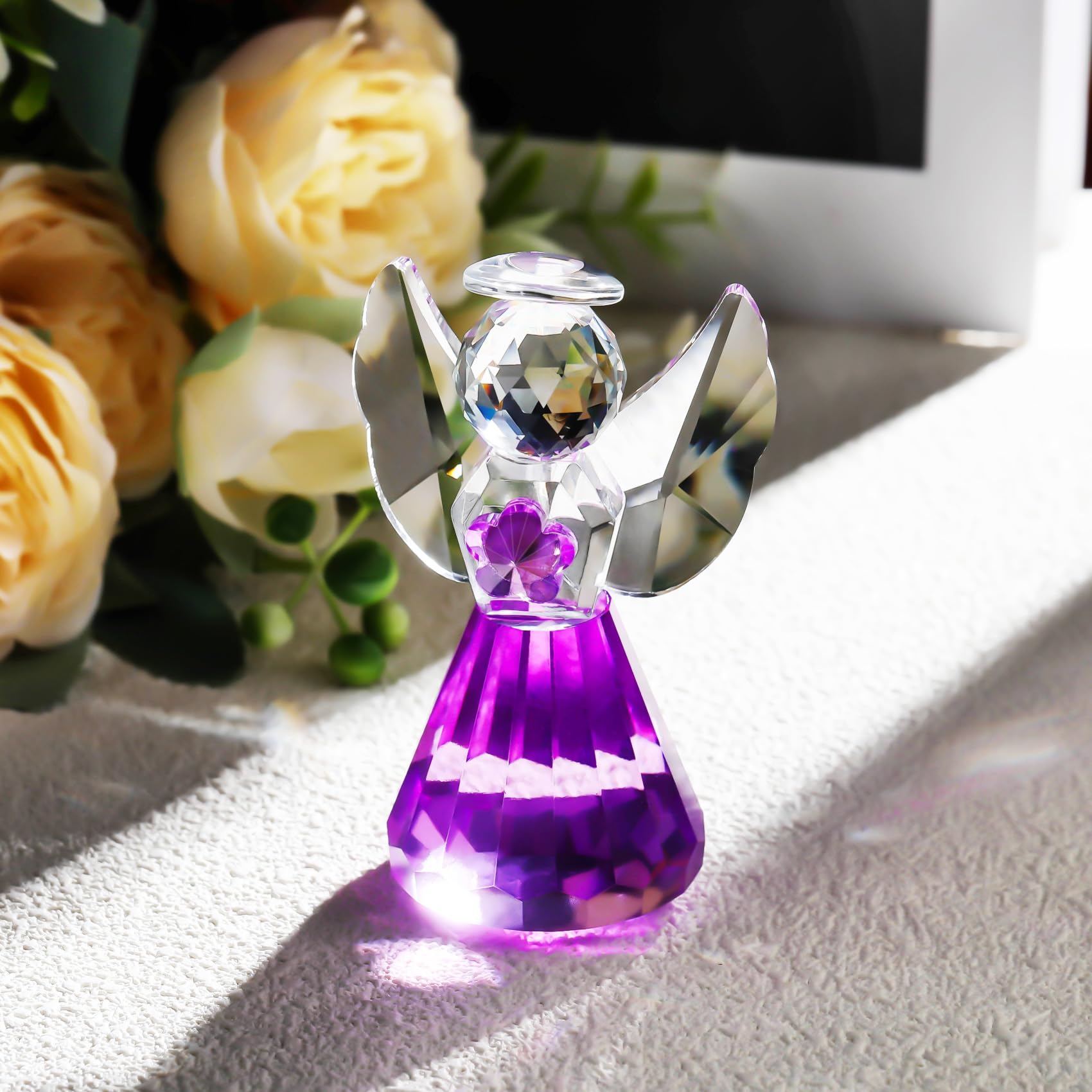 Snapklik.com : Purple Crystal Angel Figurine, Glass Guardian Angel ...