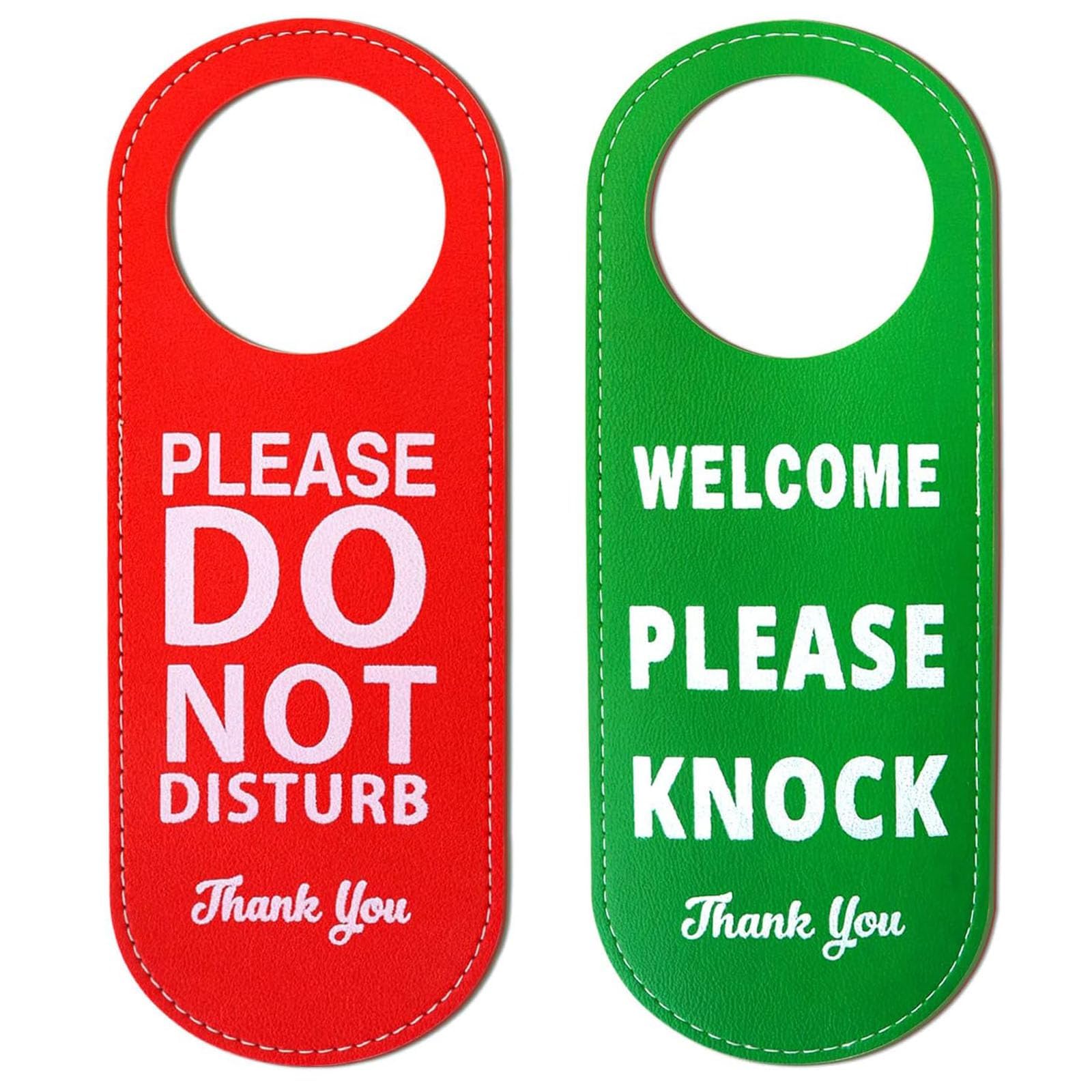 Do Not Disturb Door Sign Welcome Please Knock Sign, 1 Pack PU Leather ...