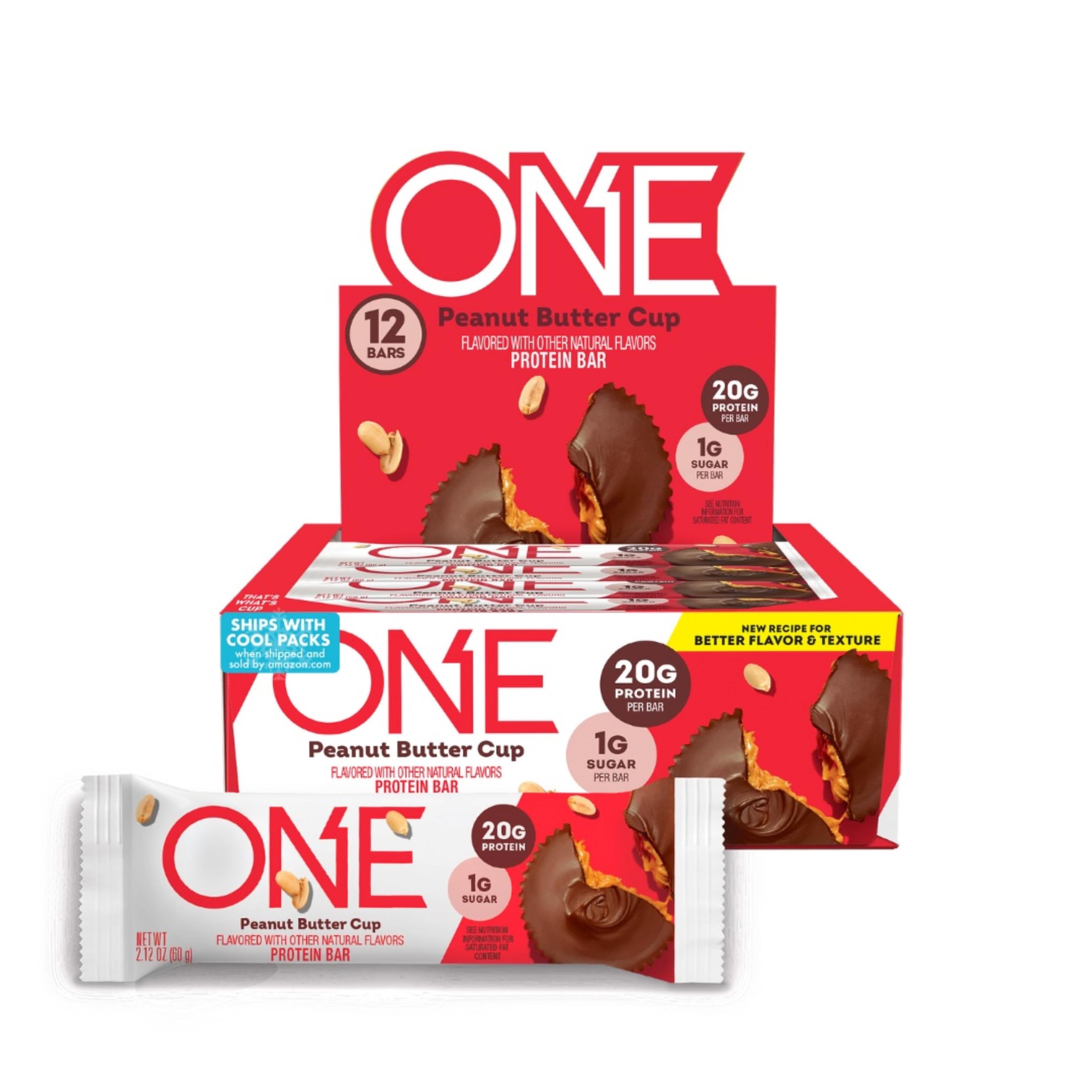 Amazon.com: ONE Protein Bars, NEW Recipe Peanut Butter Cup, Gluten Free ...