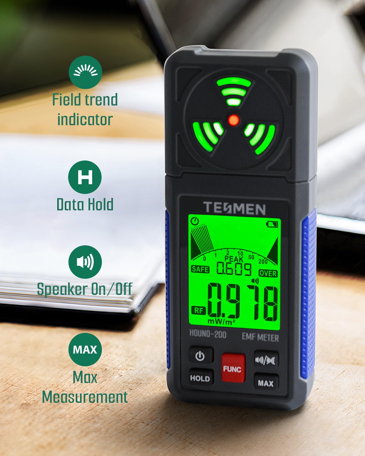 Snapklik.com : TESMEN EMF Meter, Hound-200 EMF Detector: 3-in-1 ...