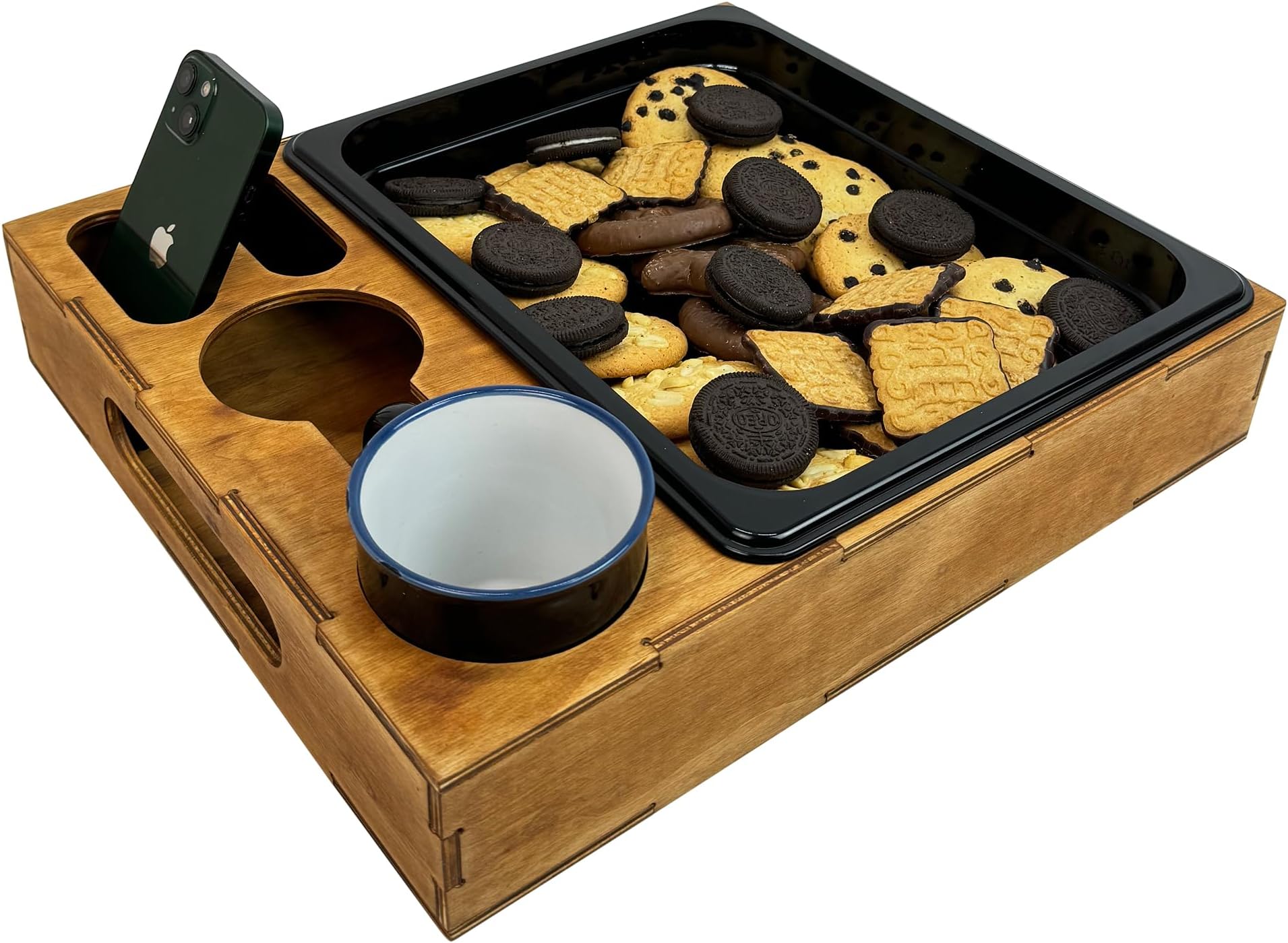 Amazon.com: Wooden Serving Tray with Cup Holder - Coffee Table Rustic ...