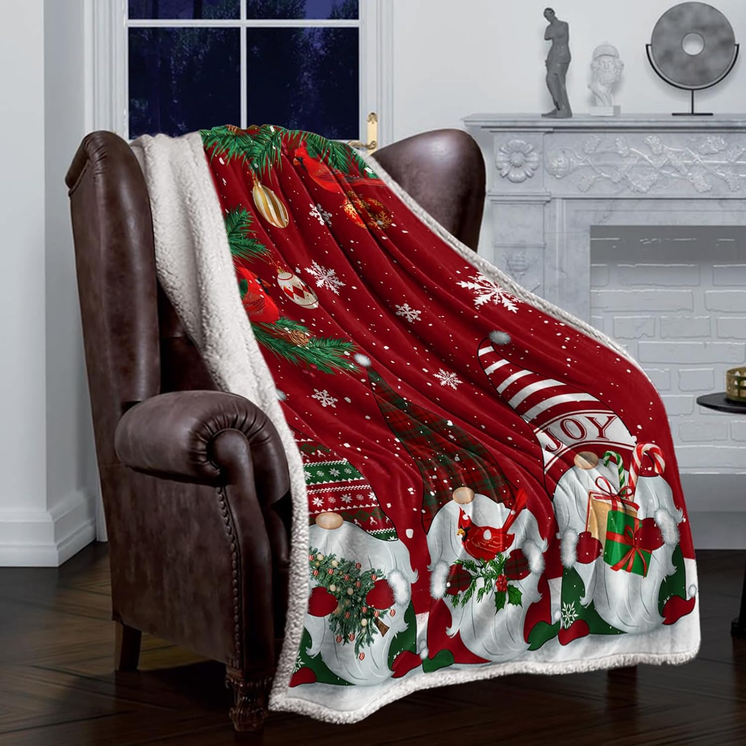 Amazon.com: Chic D Sherpa Bed Throw Blanket(Fleece) Red Christmas Gnome ...