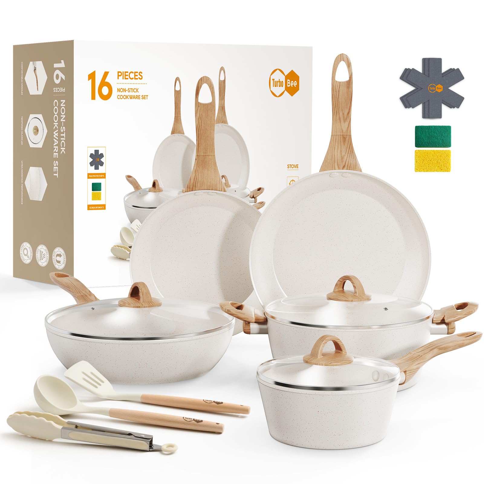 Amazon.com: Pots and Pans Set Non Stick, 16PCS Nonstick Cookware Set ...