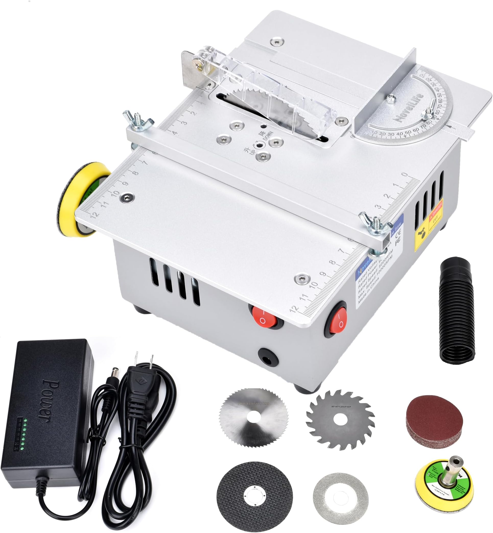 NovelLife Mini Hobby Table Saw with Miter Gauge,3 Inch HSS Alloy Steel ...
