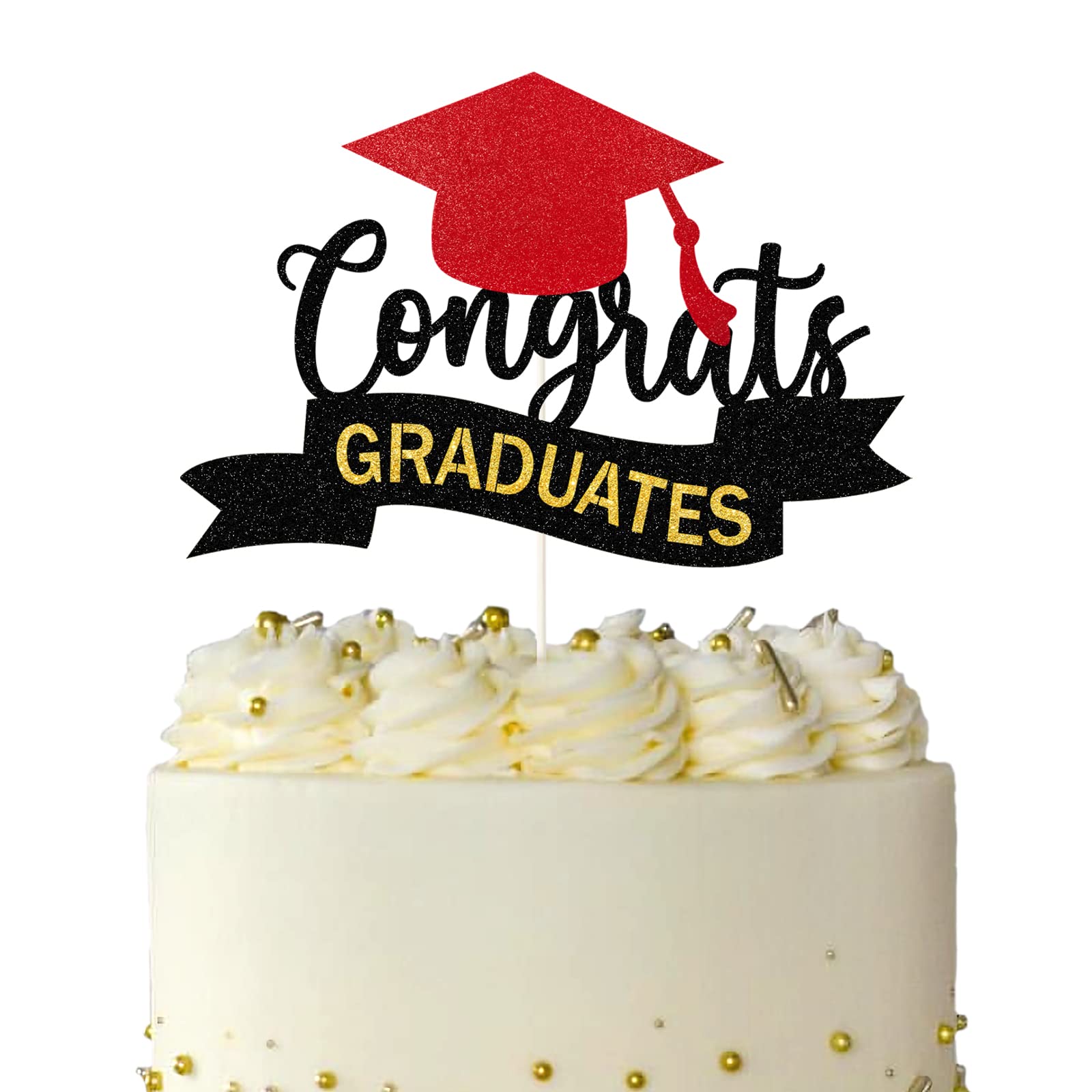 Buy Black Gold Congrats Graduate Cake Topper,Class of 2022 Cake Topper ...