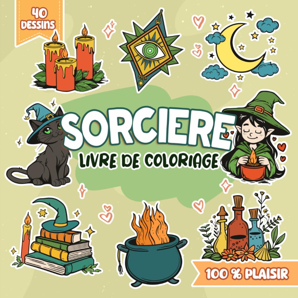 Amazon.com: Livre De Coloriage Sorciere: 40 Scènes Enchantées À ...
