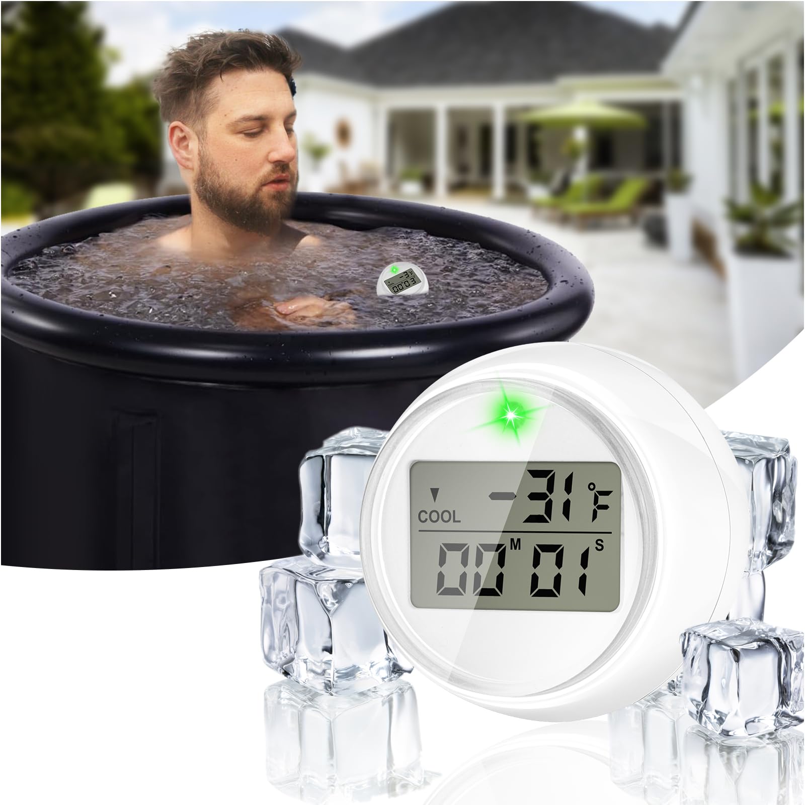 Snapklik.com : Ice Bath Thermometer Timer- Waterproof Cold Plunge ...