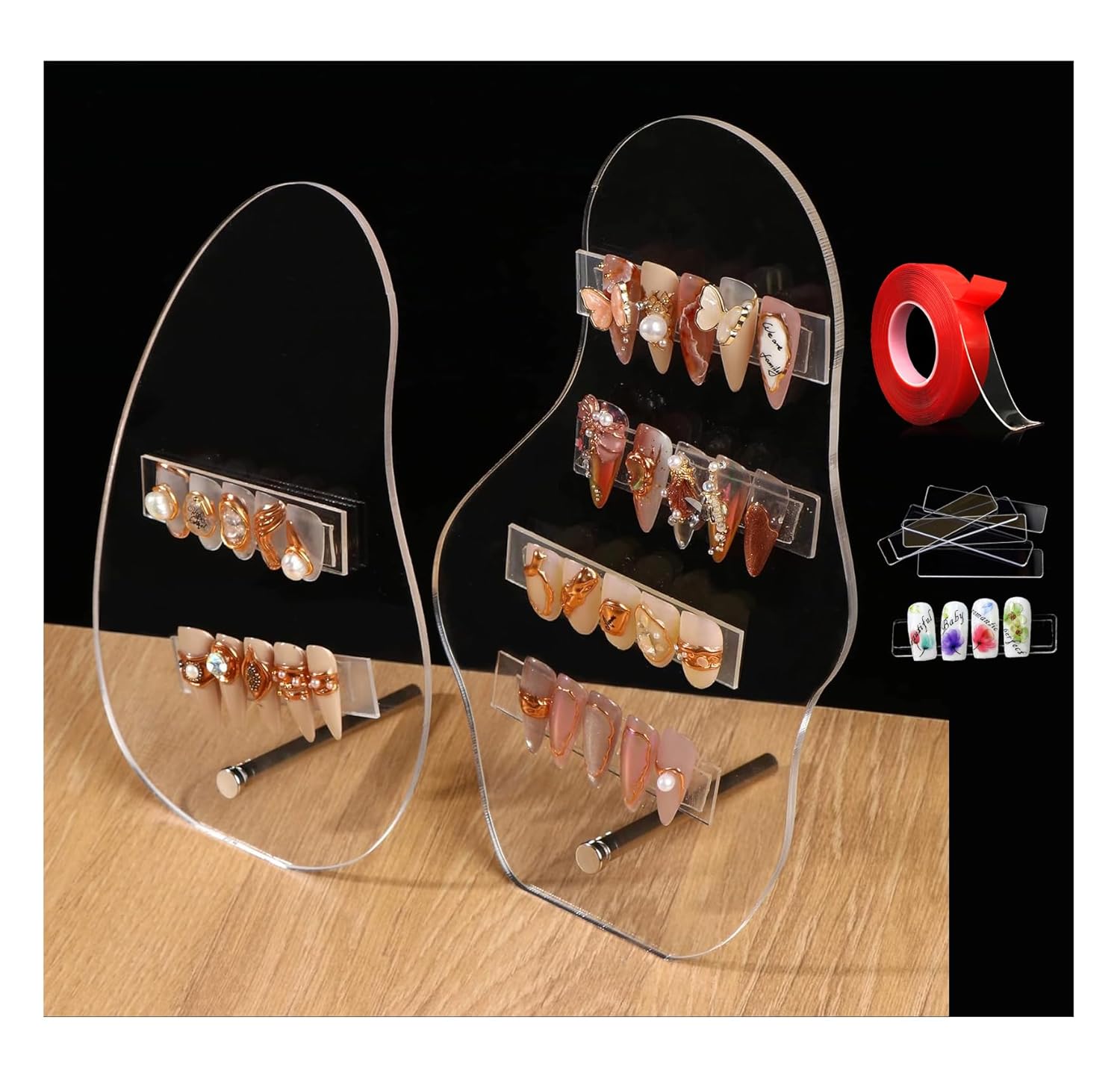 Amazon.com : Lioong 2pcs Irregular Nail Art Display Stand Set,Clear ...