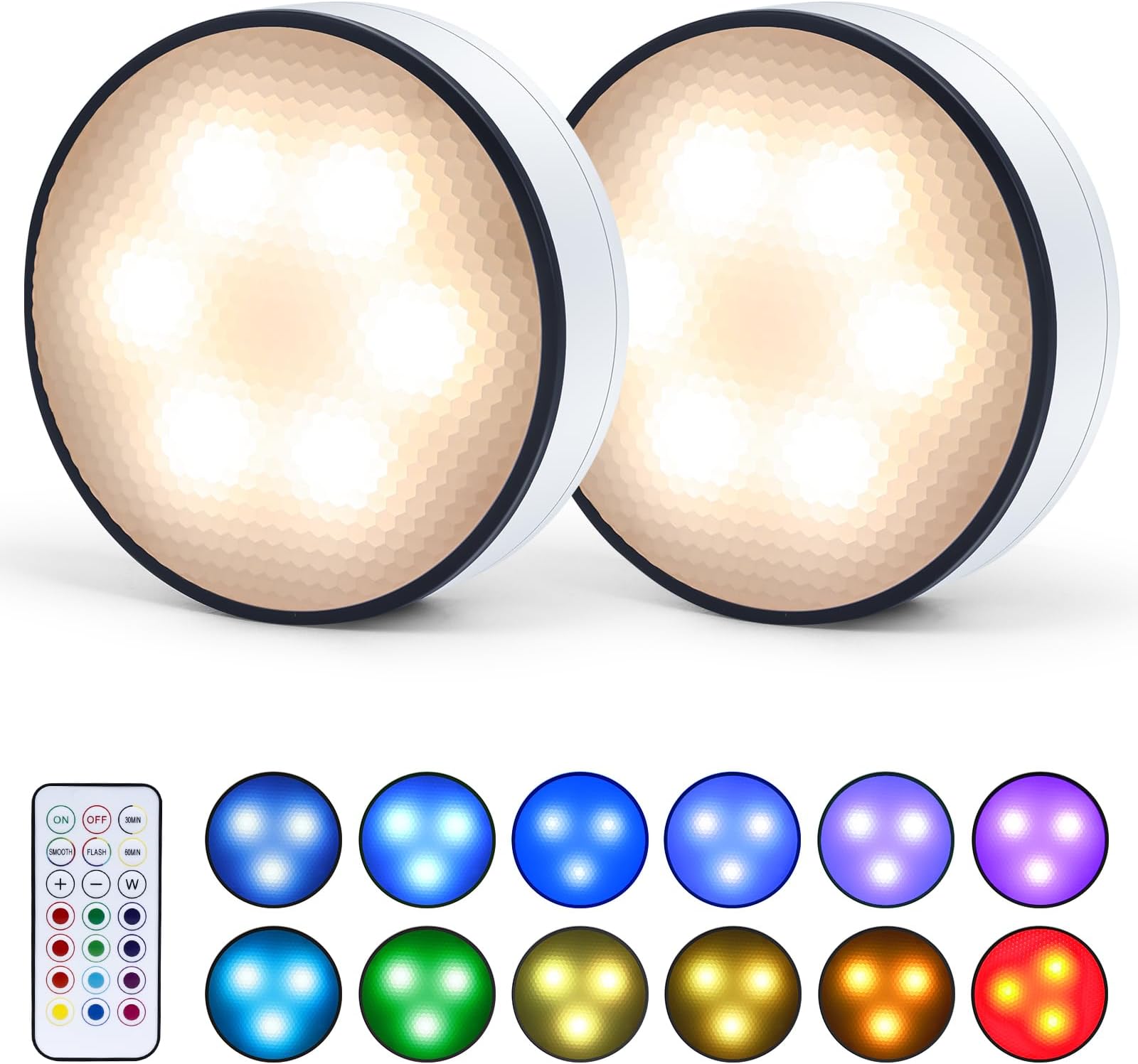 PUMPKINS LED Puck Lights with Remote Control, Wireless Under Cabinet ...