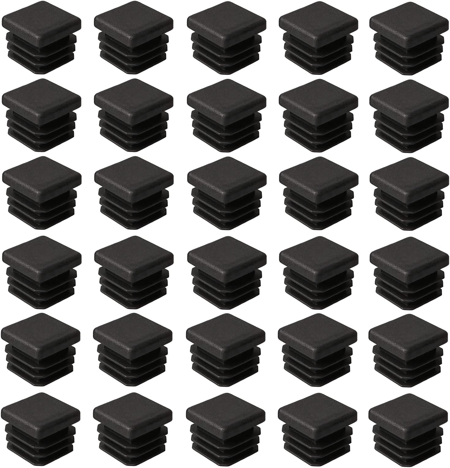 20 Pcs Square Plastic Plugs, Black Tube Inner End Caps, 25mm x 25mm ...