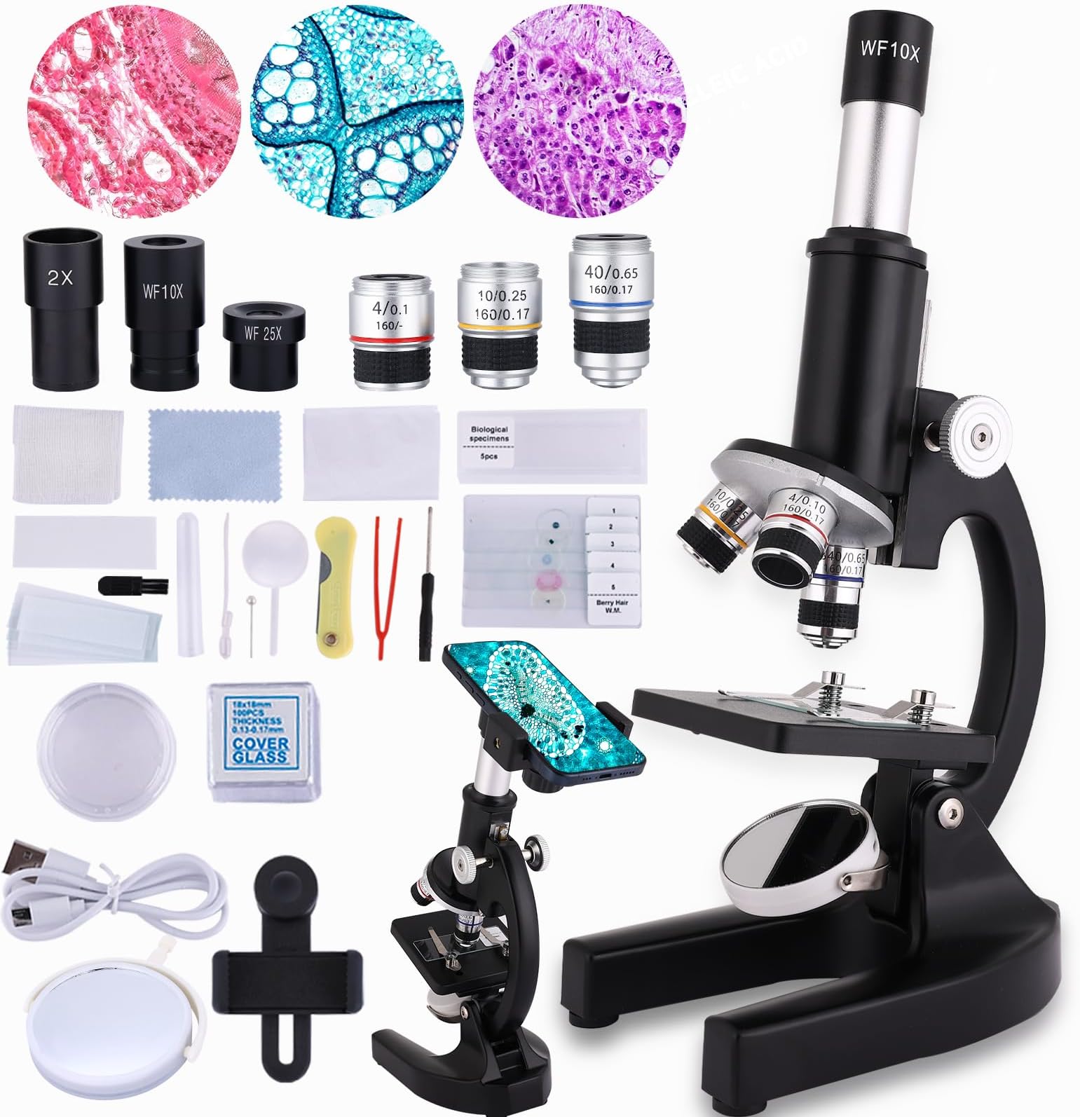 Amazon.com : ESAKO Dual LED Kids Microscope - 52+ Piece Science Kit ...
