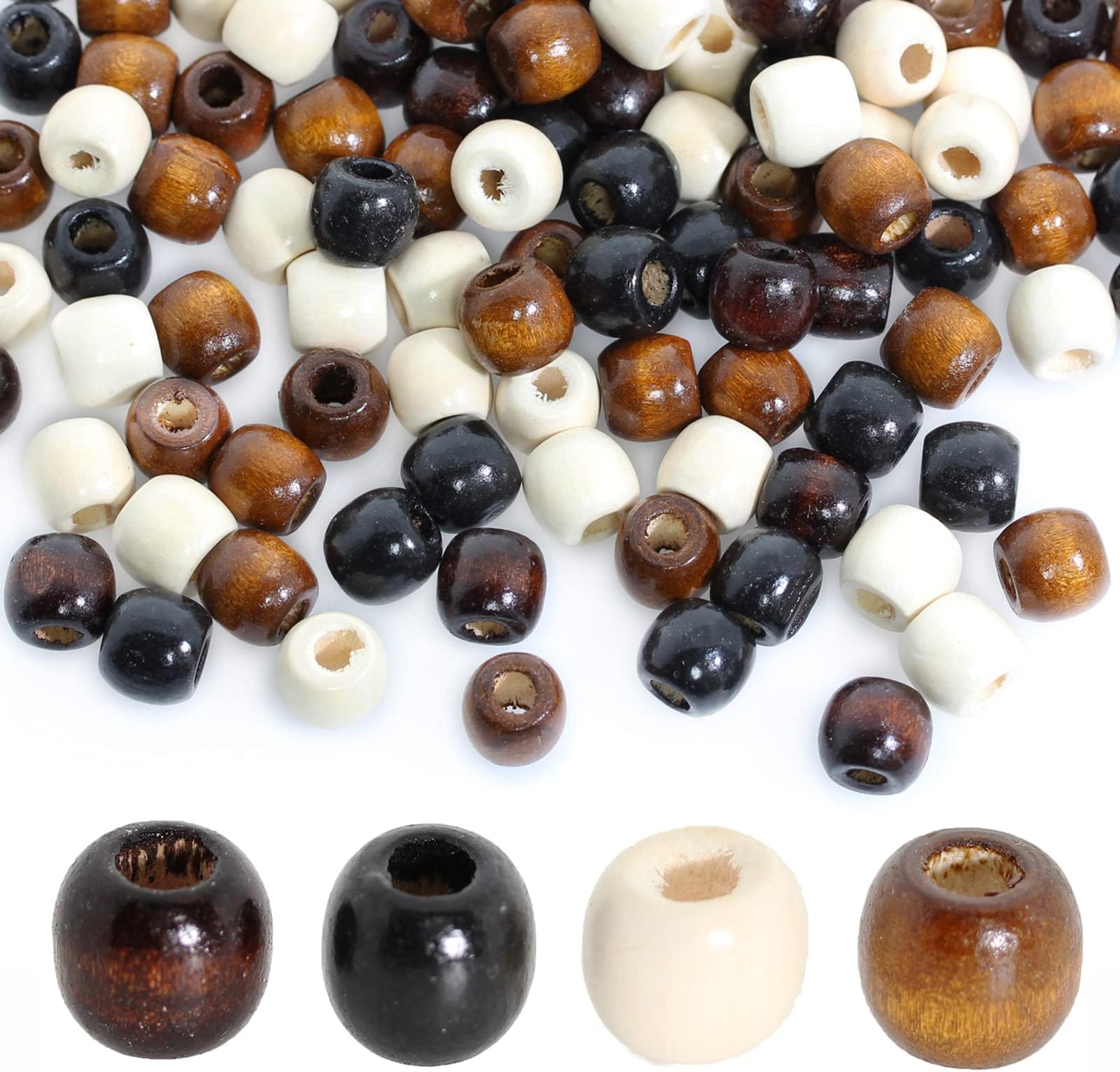 Amazon.com: Bememo 400 Pieces Printed Wooden Beads Various Shapes Loose ...